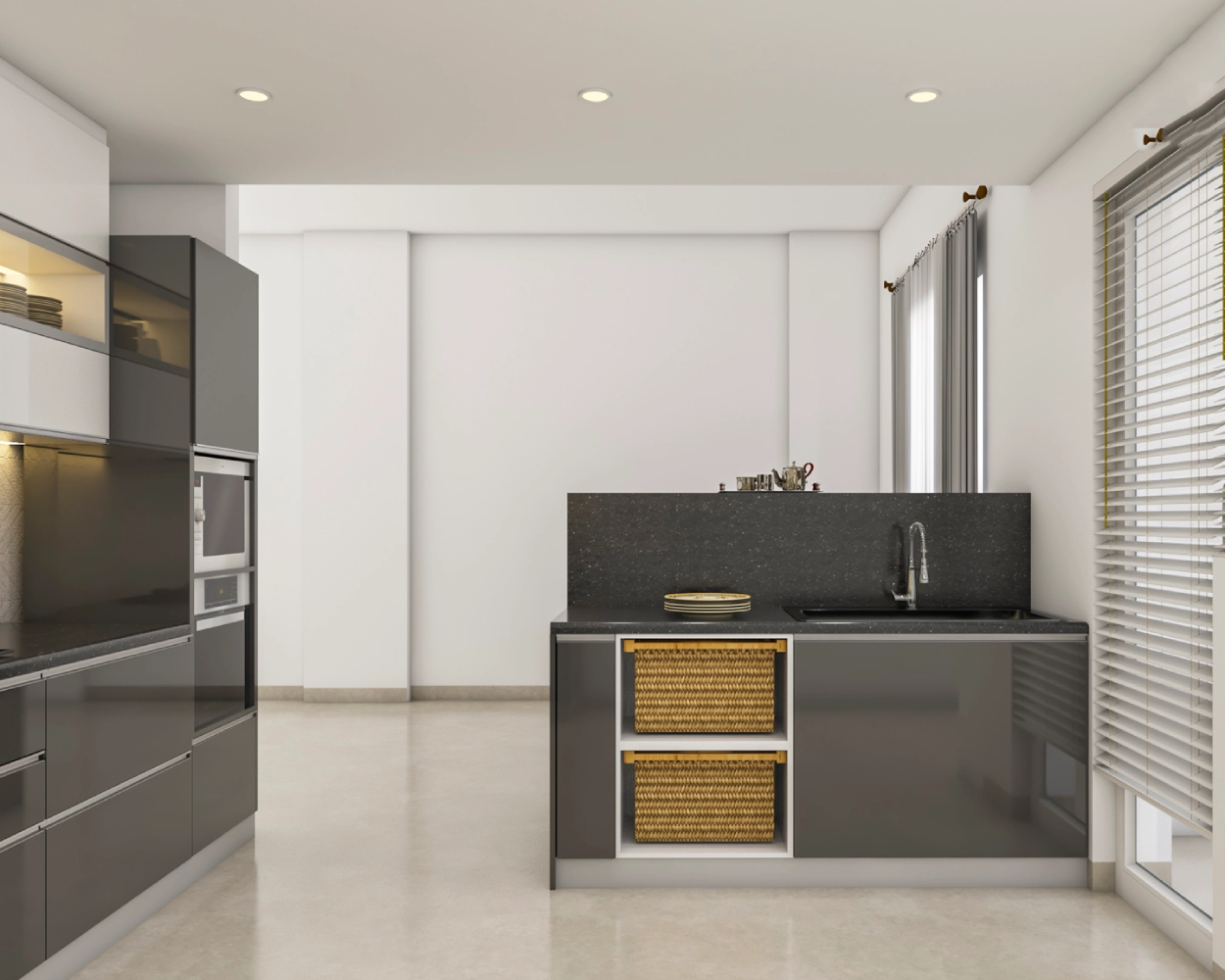 Modern Kitchen Design In Grey And White | Livspace