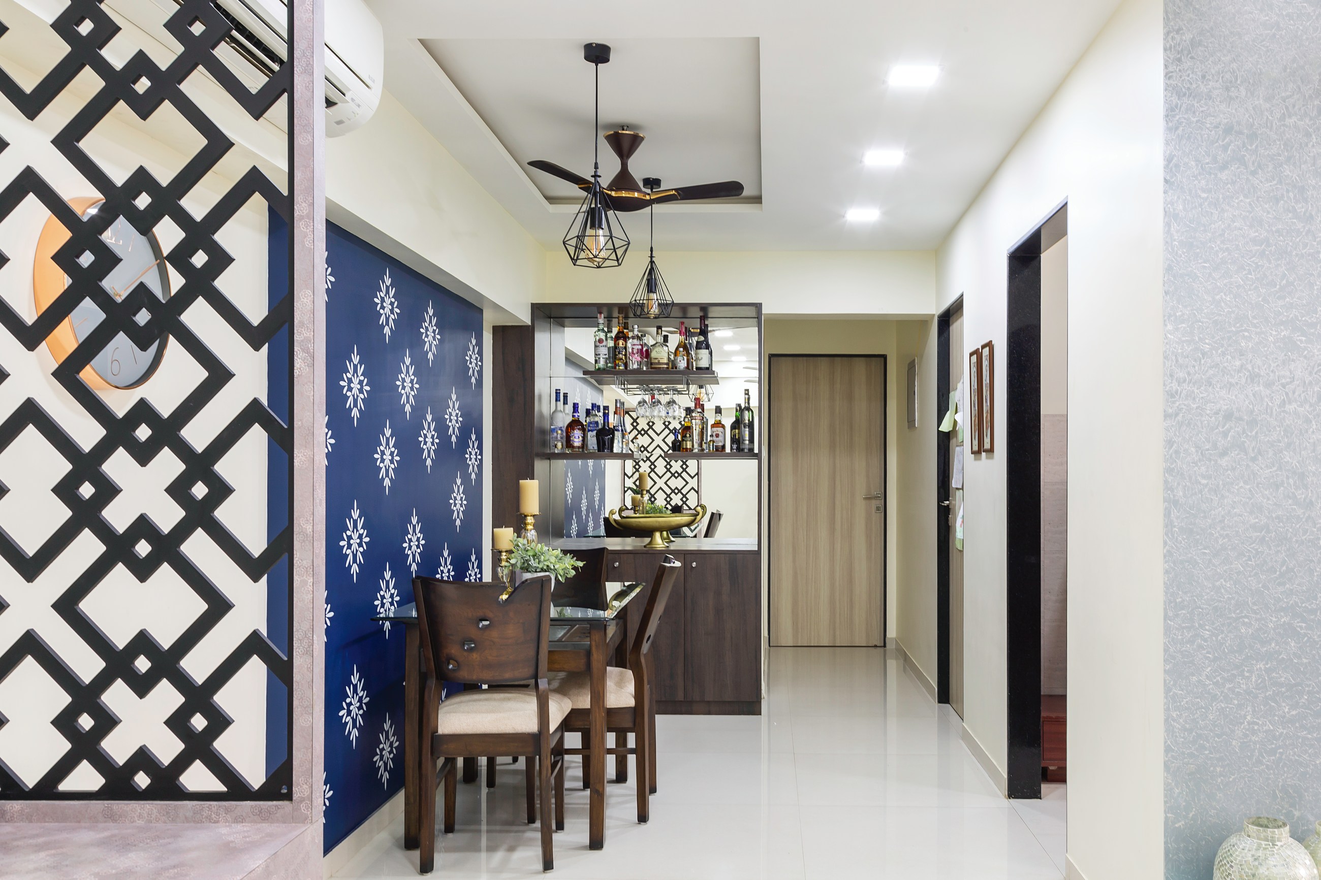 False Ceiling With Rectangular Shape Cut-Out And Cove Lights | Livspace