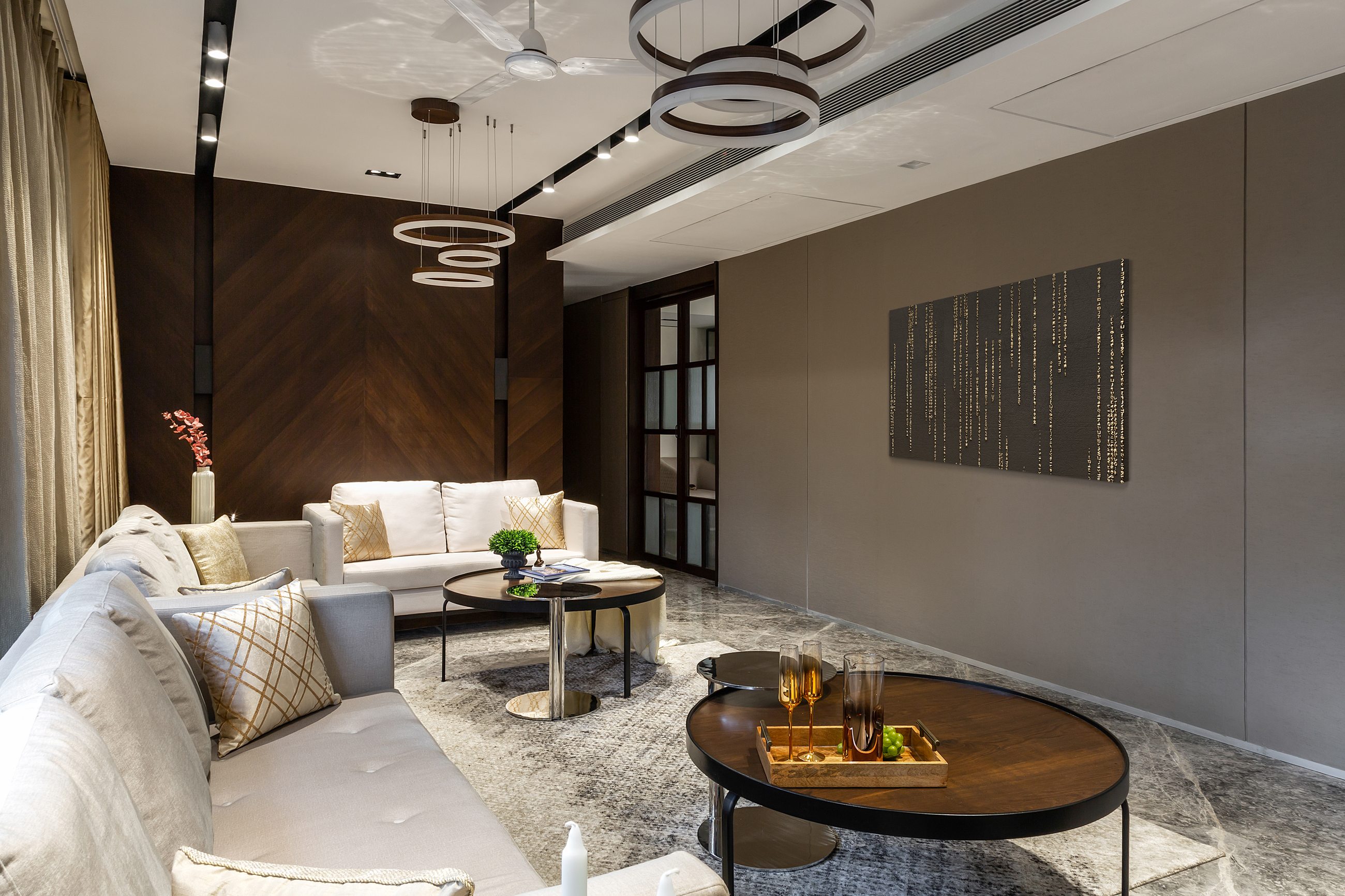 Plain False Ceiling Design With Designer Ceiling Lights | Livspace
