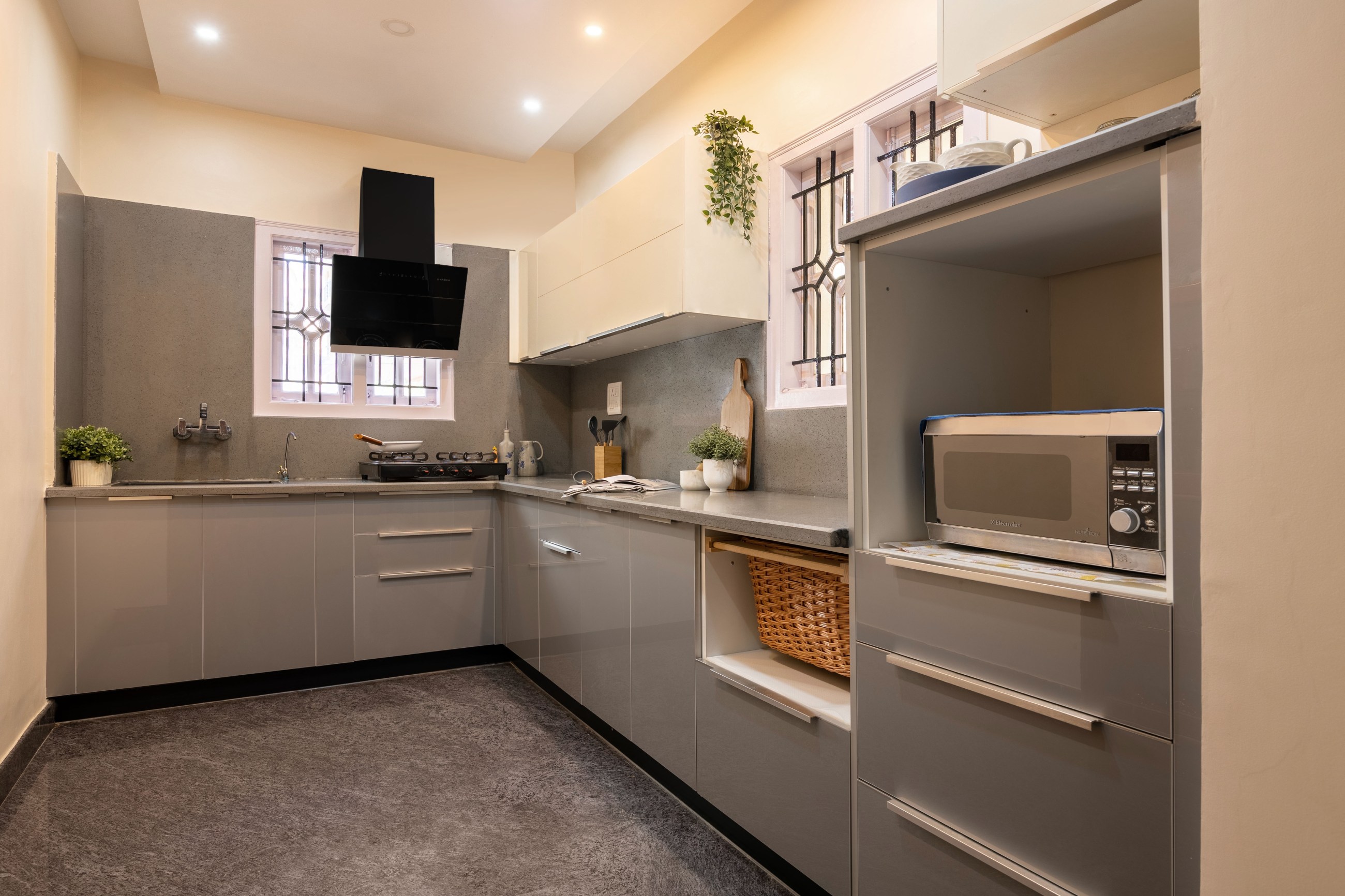 Long Rectangular Drop Down False Ceiling With Spotlight | Livspace