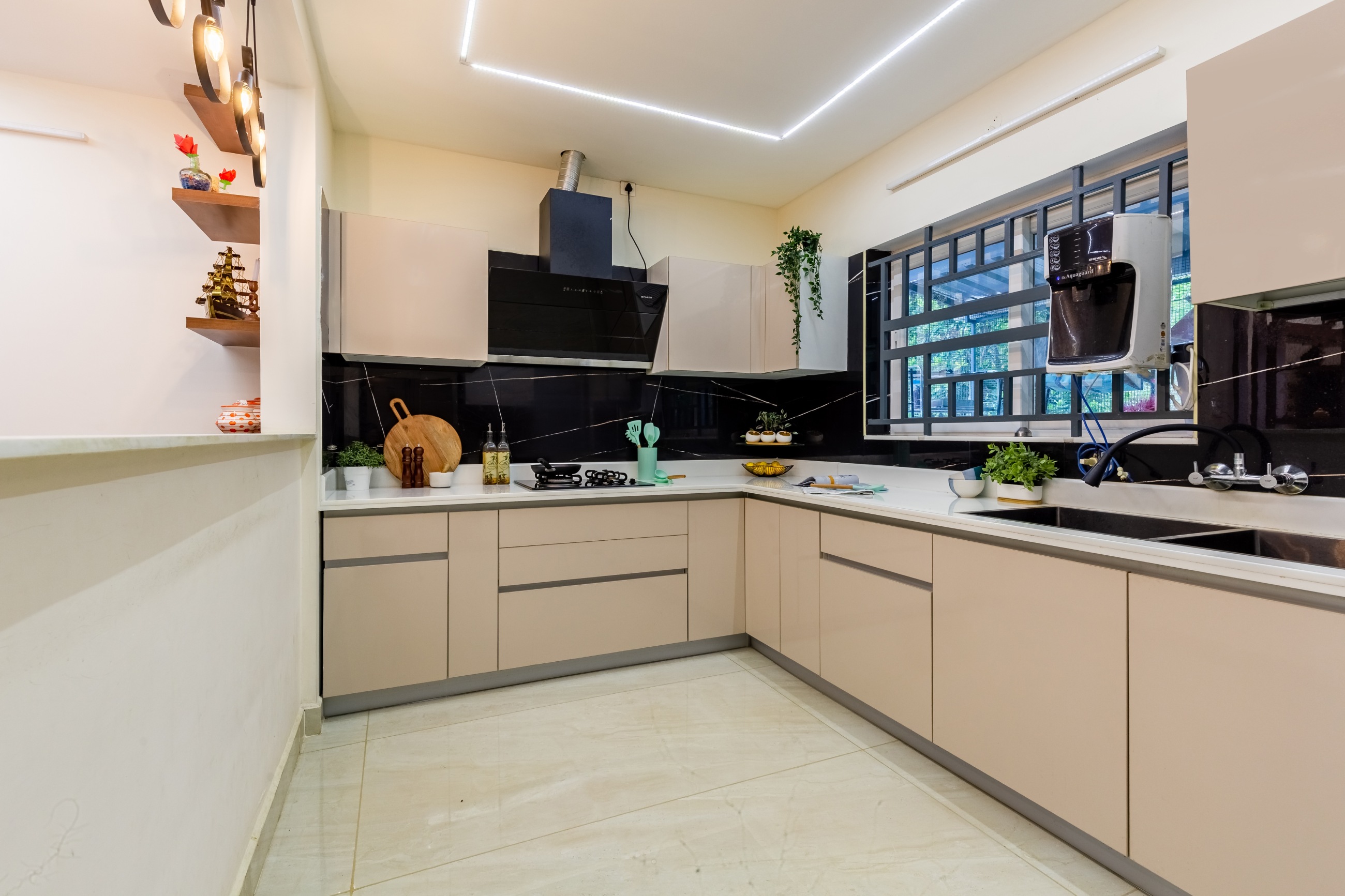 Plain POP False Ceiling Design With Profile Lights | Livspace