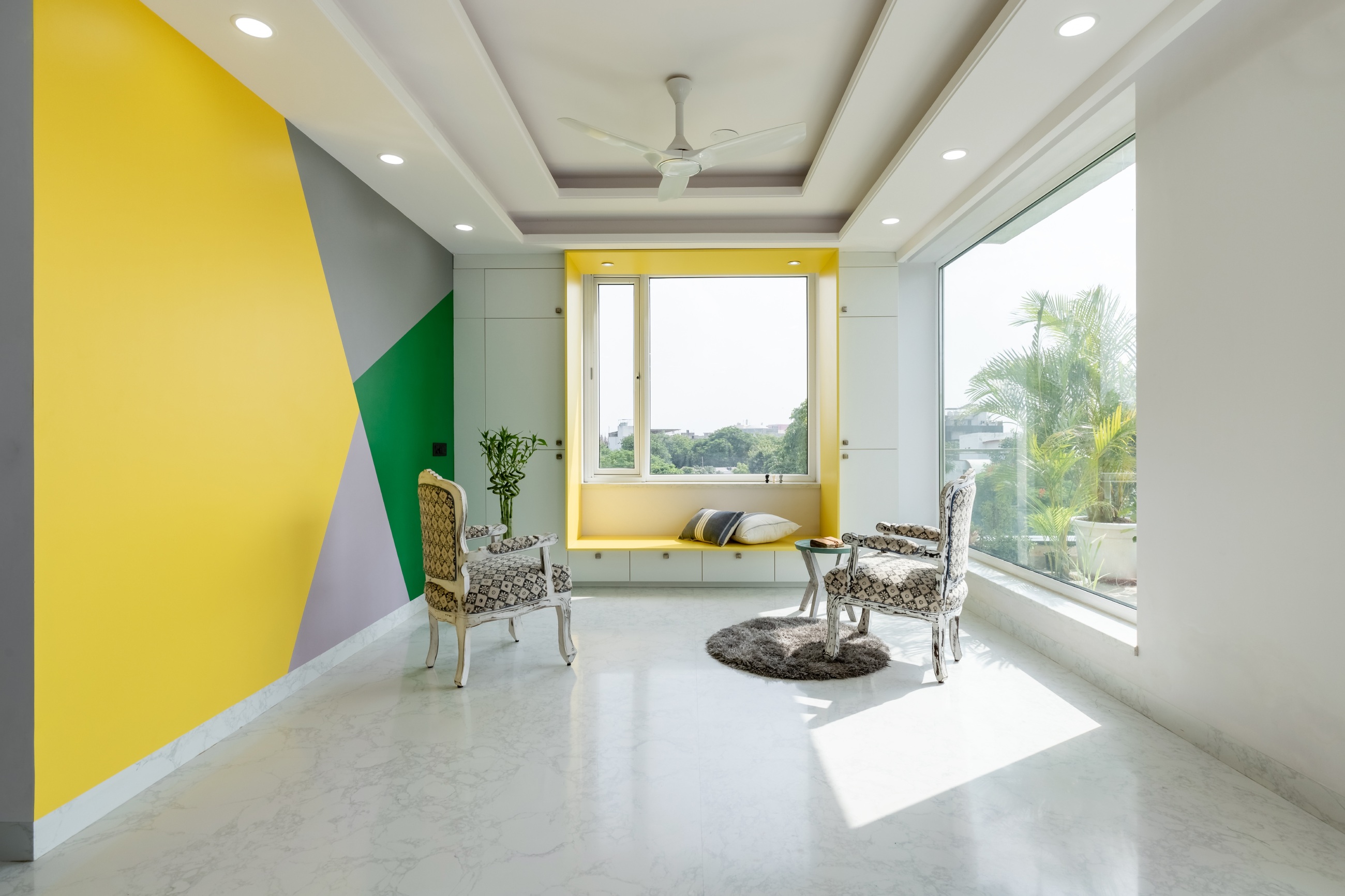Contemporary Double Layer Drop-Down False Ceiling | Livspace