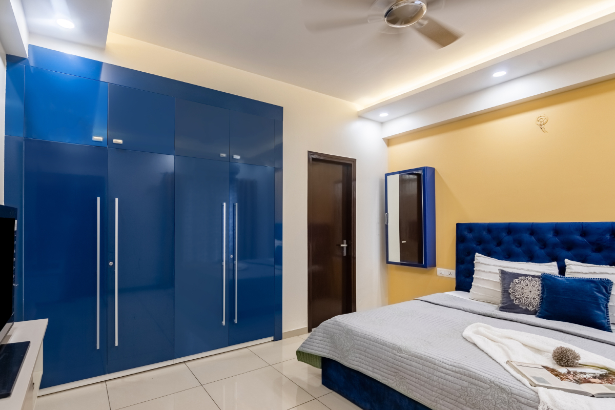 Modern False Ceiling Design With Electric Blue Palette | Livspace