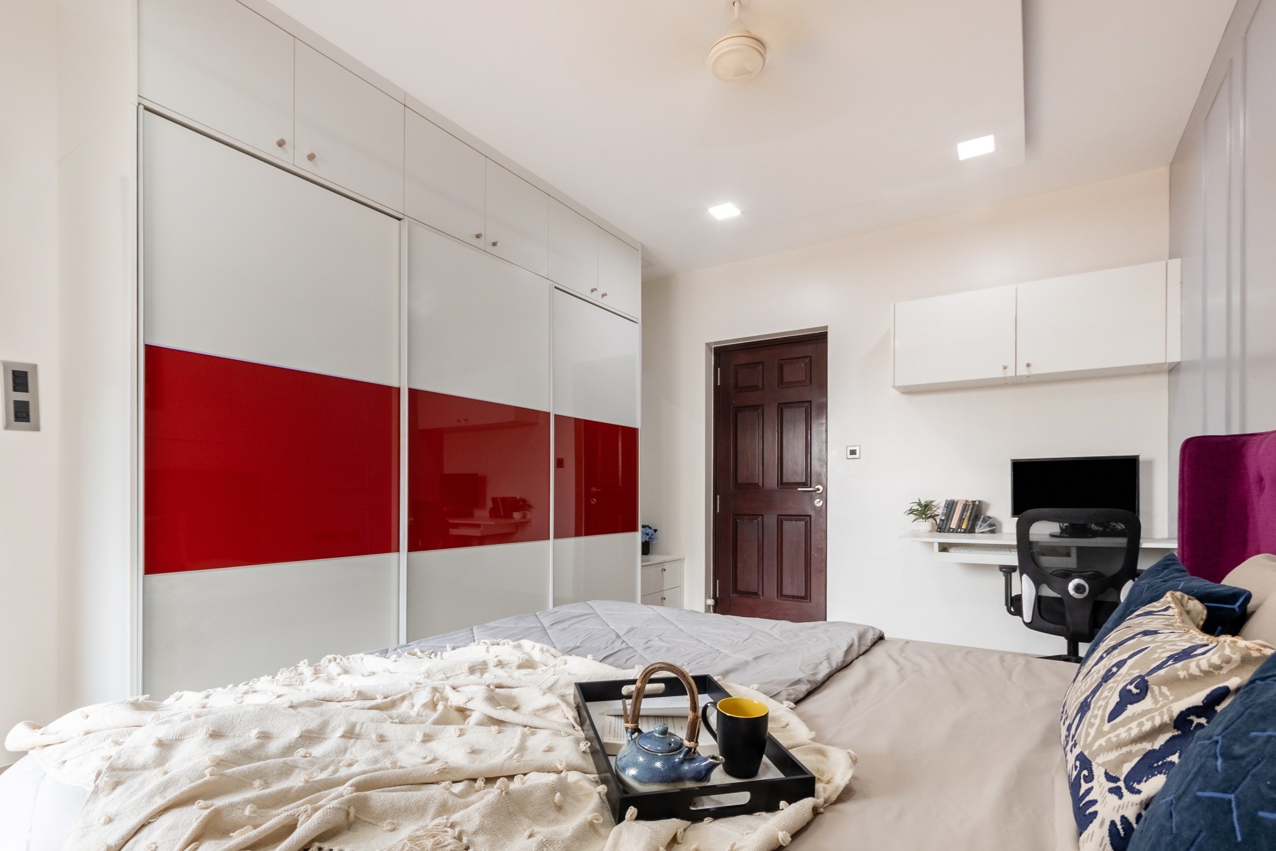 Elegant False Ceiling Design with Square LED Lights | Livspace