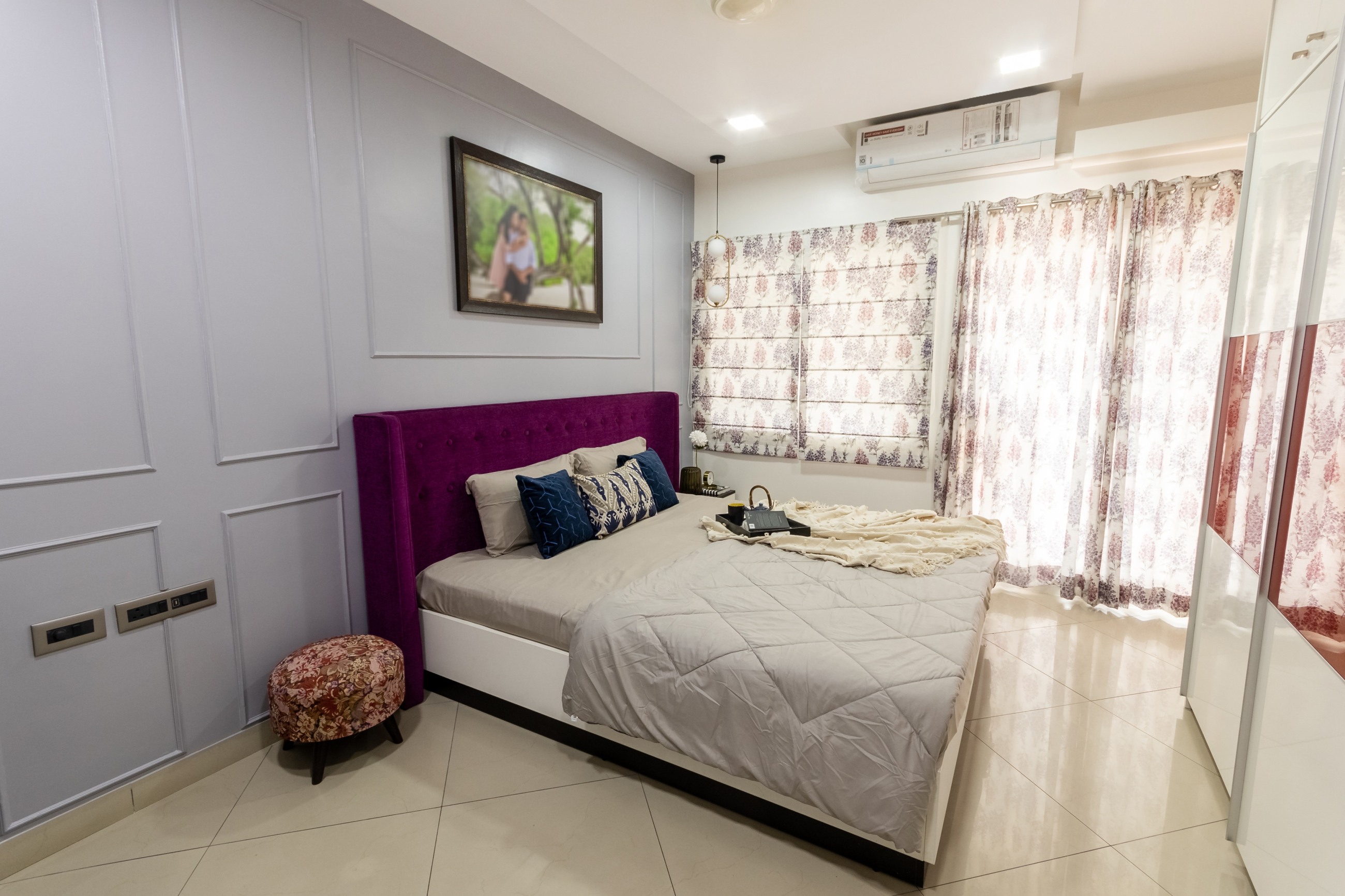 Elegant False Ceiling Design with Square LED Lights | Livspace