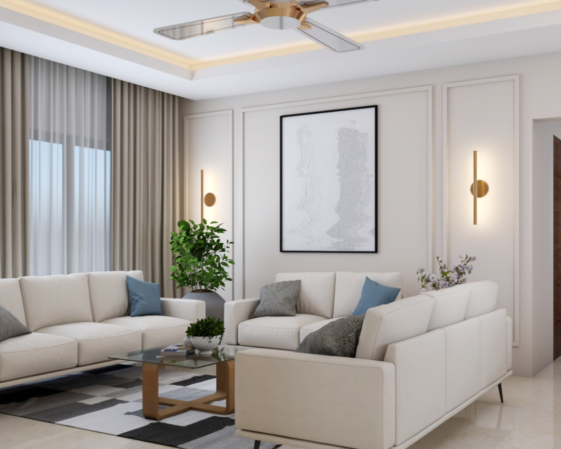 Clean White Wall Painting Design With Wall Art | Livspace