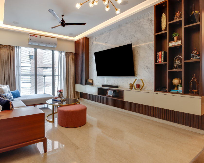 Beige Marble Flooring Design For Living Rooms | Livspace