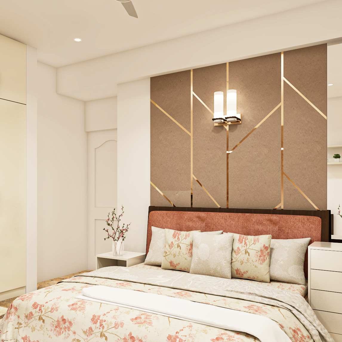 Modern Wall Decor Idea With Golden Strip | Livspace