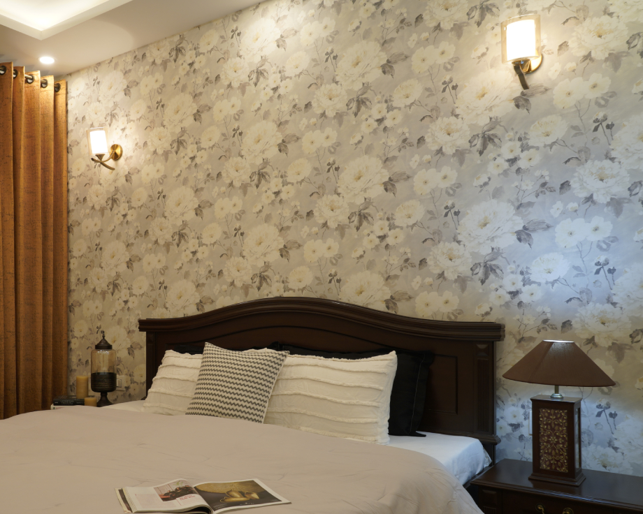 Clean White Wallpaper Design For Bedrooms | Livspace