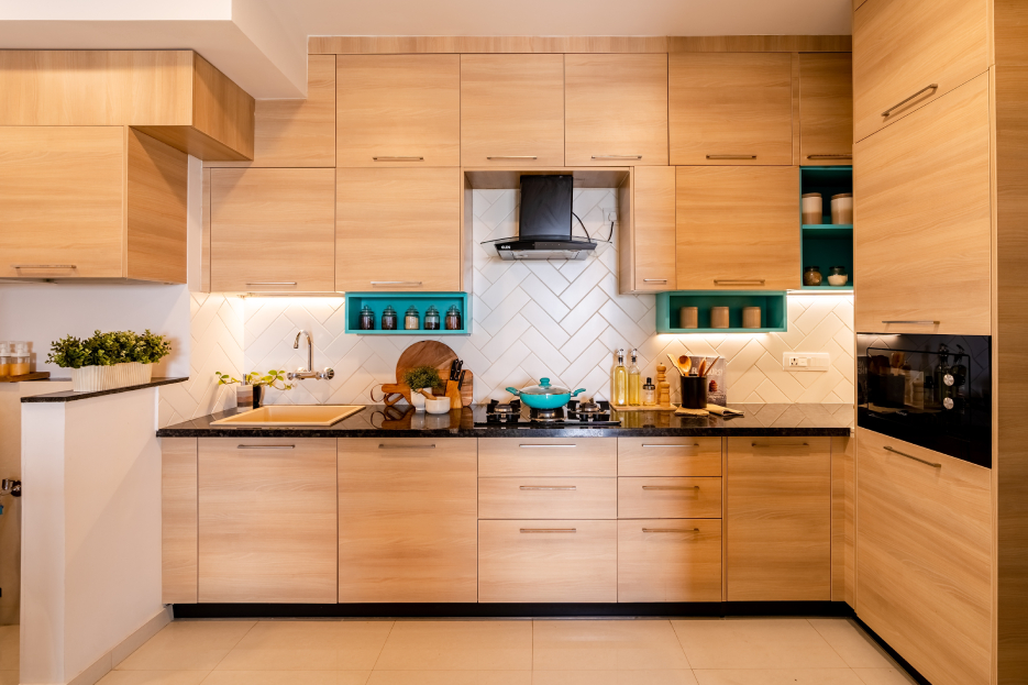 Kitchen Window Design With A Beige UPVC Frame | Livspace