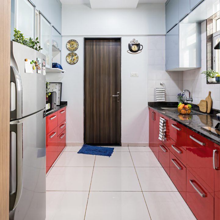 Kitchen Window Design With Grey Copping | Livspace