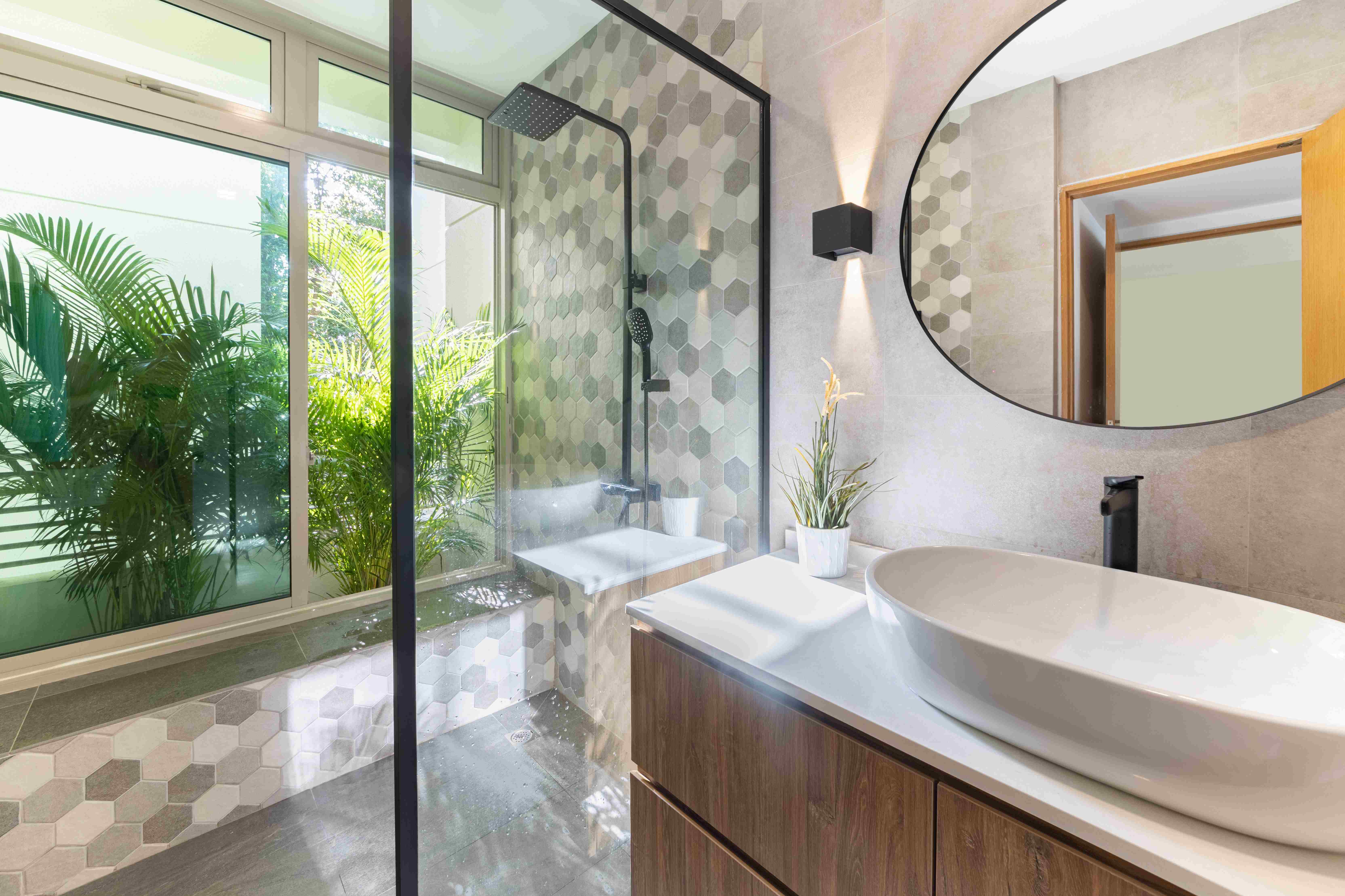 Rectangular Beige Tiles Design With A Matte Finish | Livspace