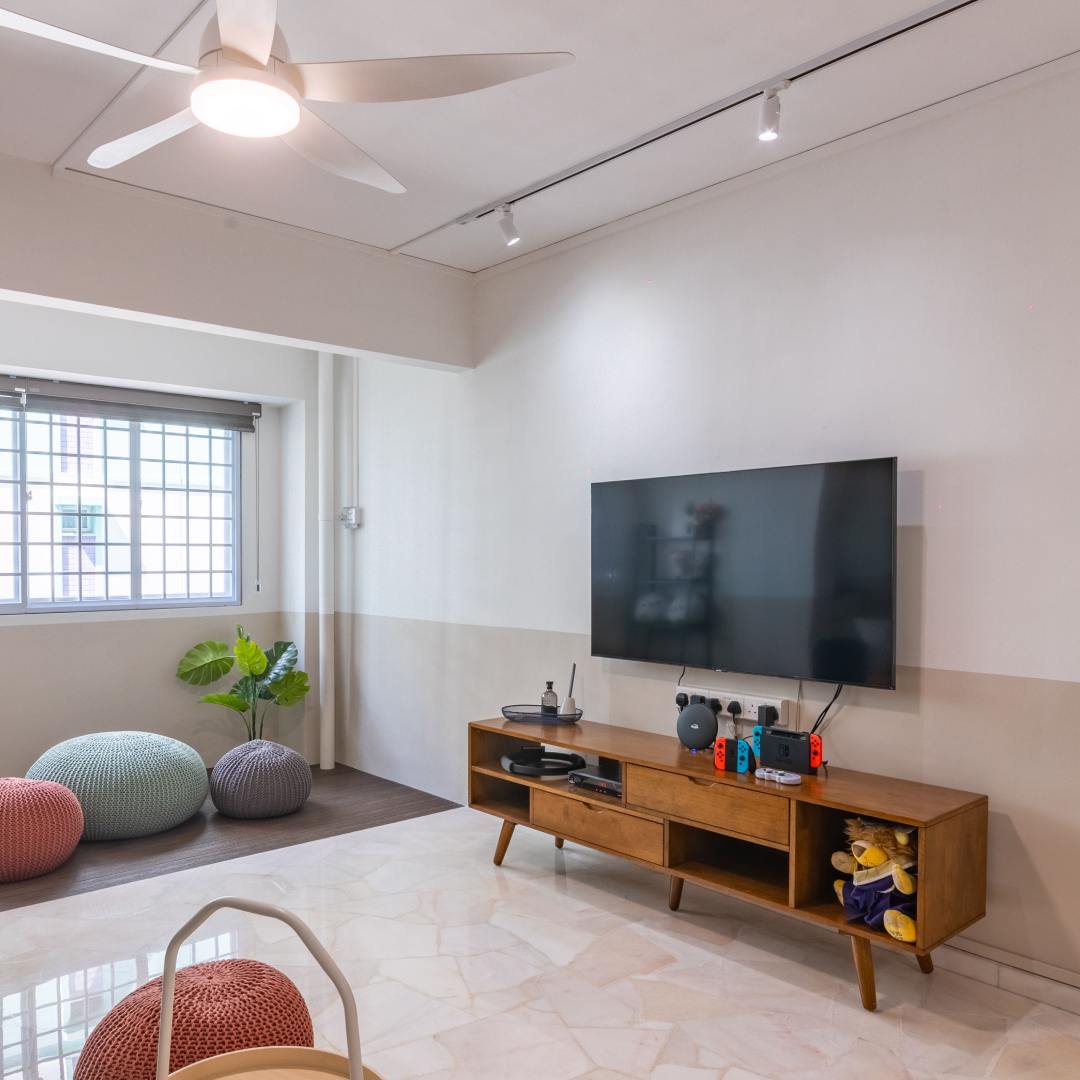 Compact TV Cabinet Design With A Hand Grove Handle | Livspace