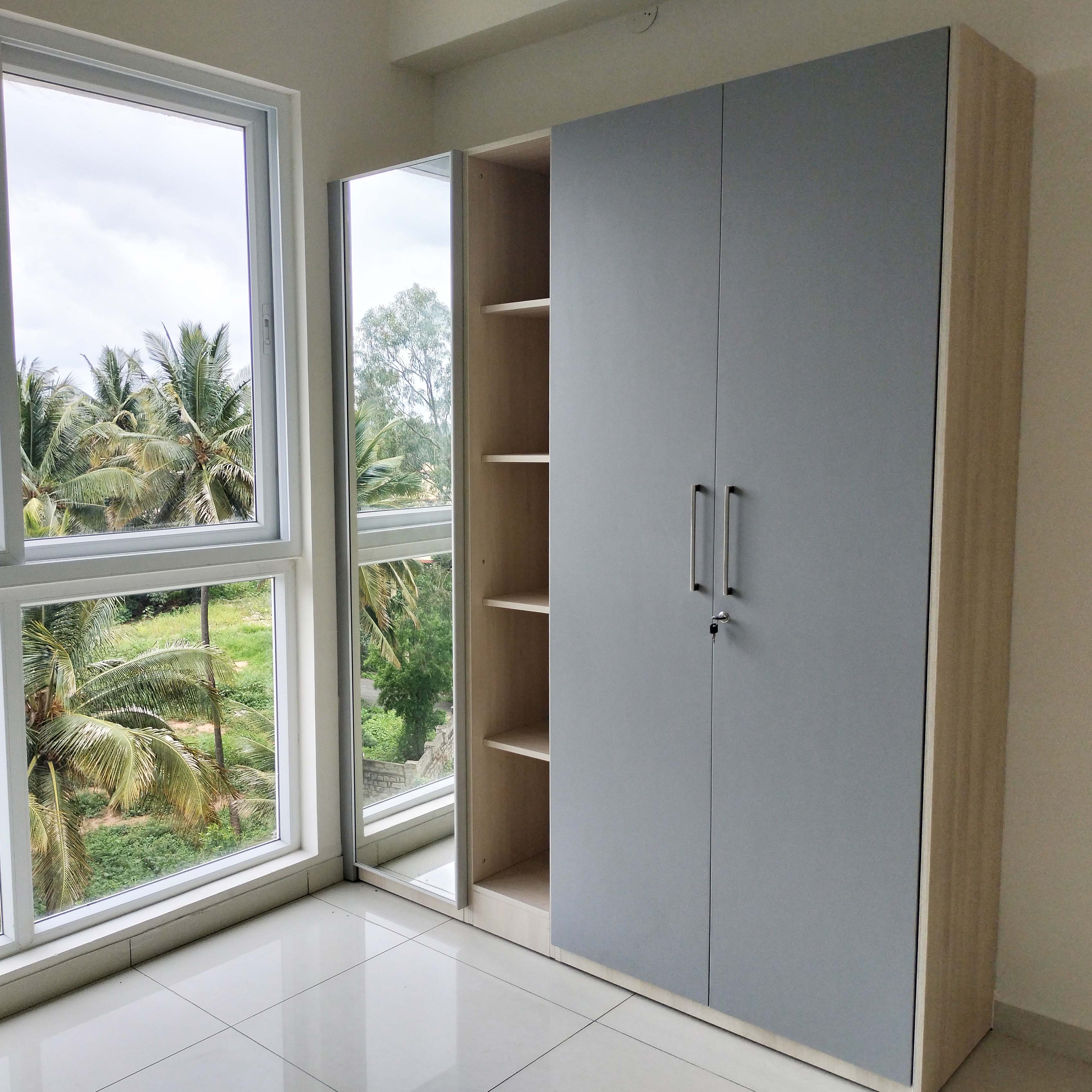 3-Door Contemporary Swing Wardrobe Design in Luna Scura and Acacia with ...