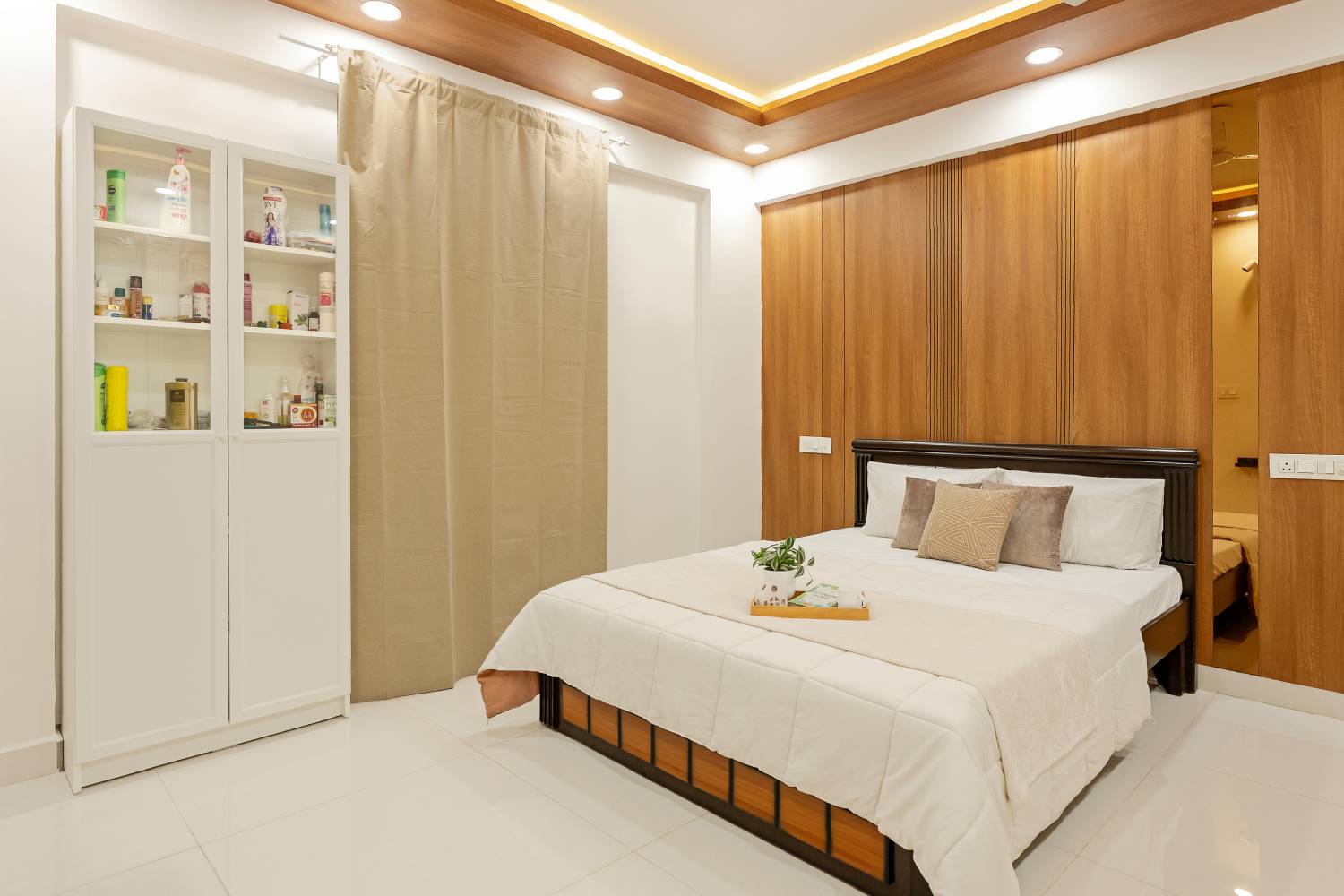 Modern Light Beige Square Flooring Design in Glossy Finish | Livspace