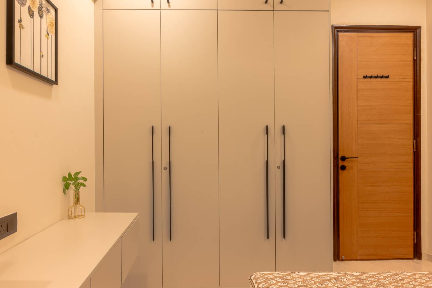 4-Door White Contemporary Swing Wardrobe Design with Seamless Floor-To ...