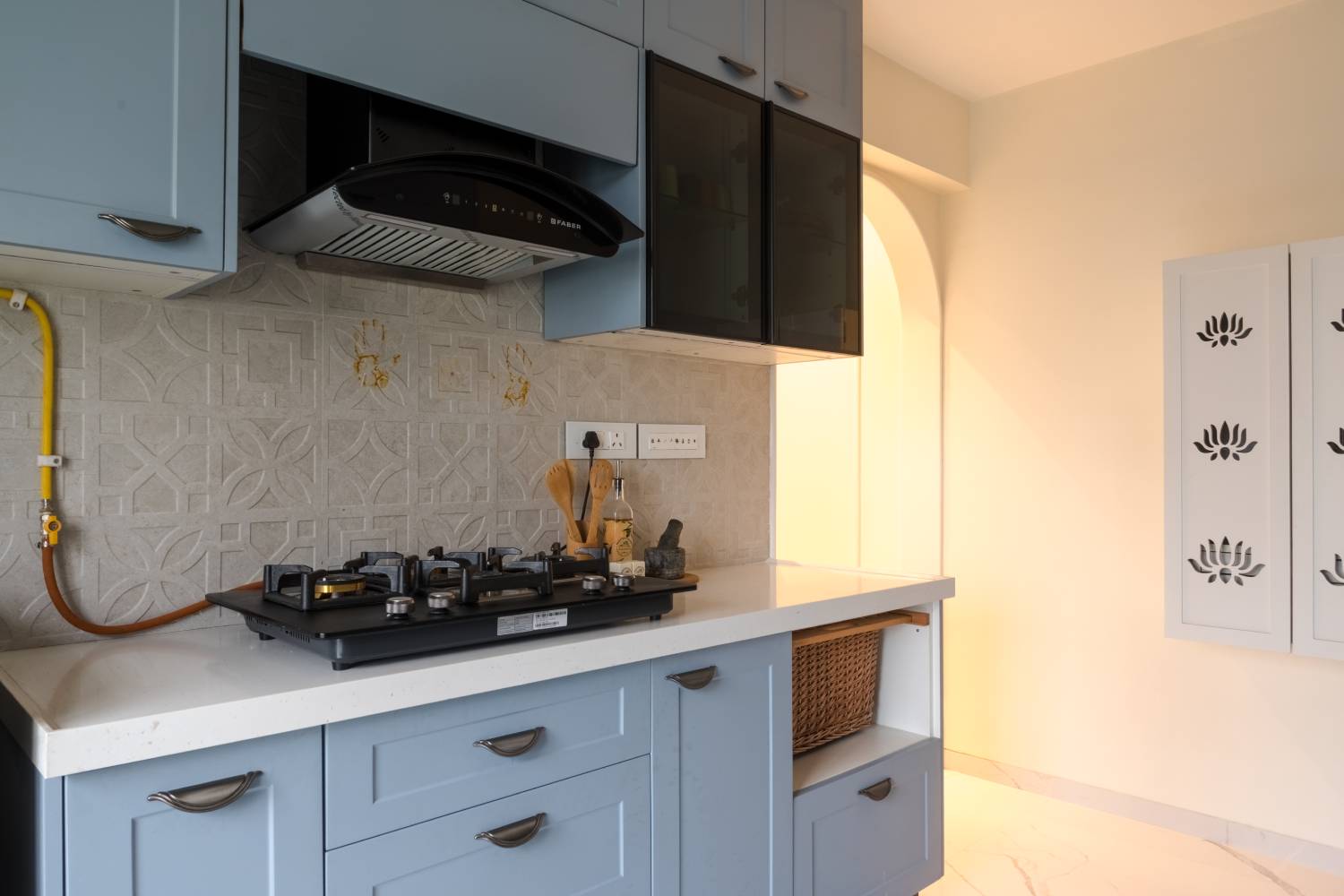 Ceramic Cream Rectangle Tile Design with Soft Geometric Floral Patterns ...
