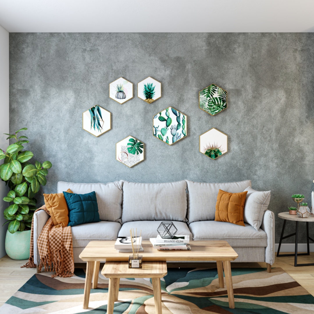 Wall Design With Modern Grey Wallpaper | Livspace