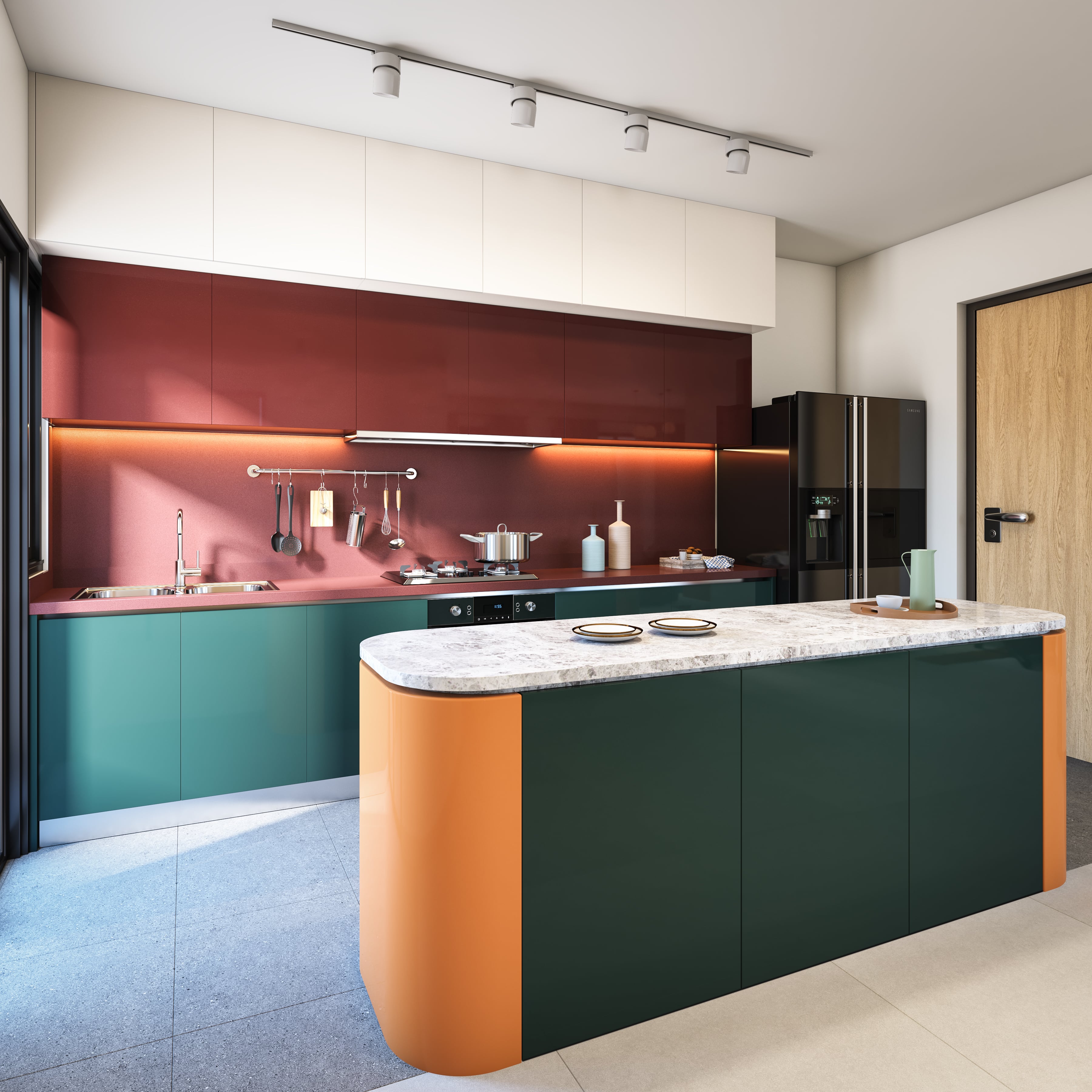 Farmhouse Style Spacious Kitchen Design | Livspace