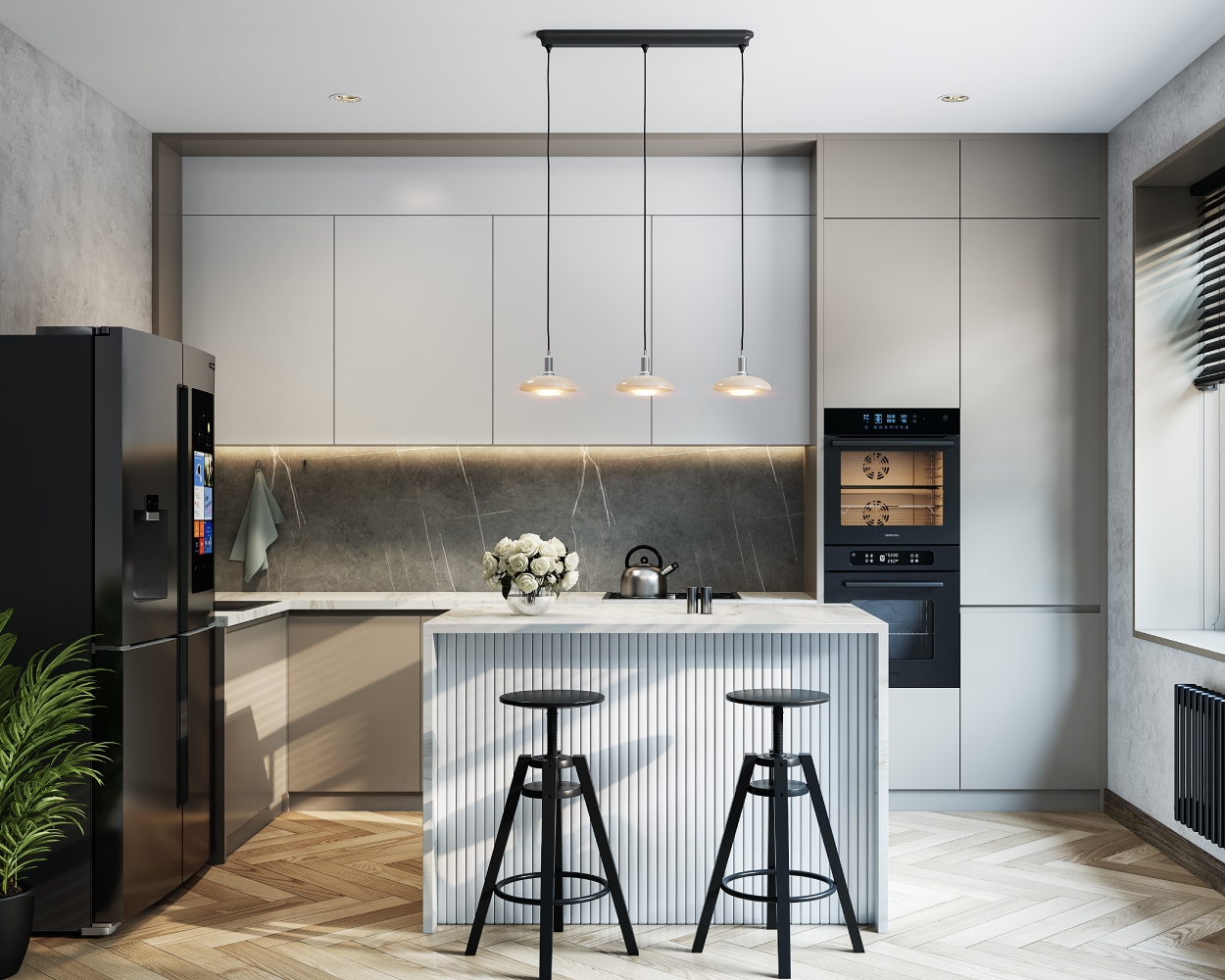 Island Kitchen Interior Design With Profile Lighting | Livspace
