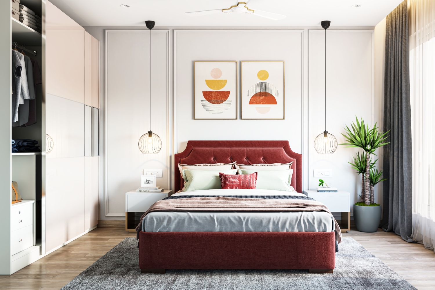 Sliding Wardrobe Design With Tidal Sand Finish | Livspace