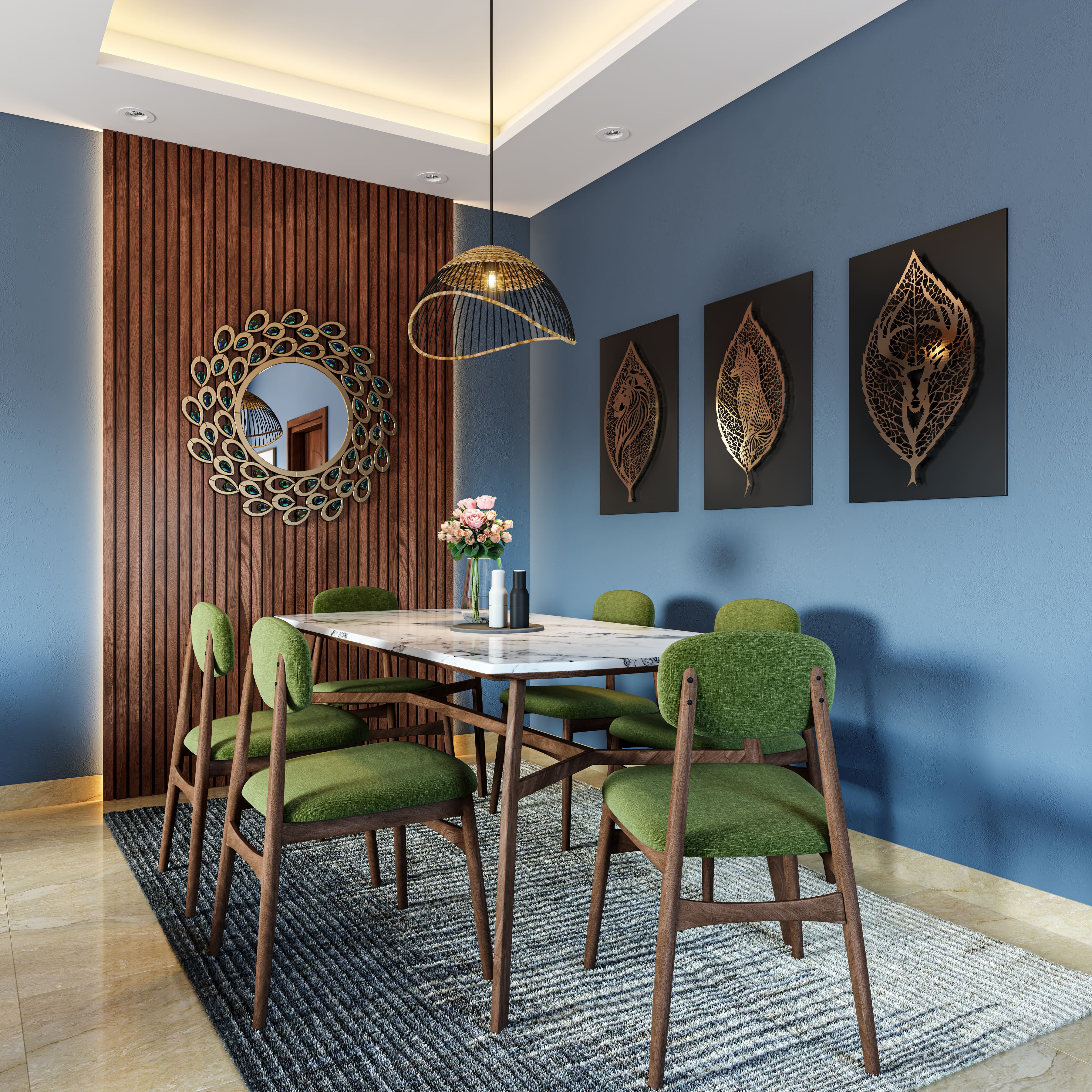 Spacious Dining Hall Design With An Earthy Palette | Livspace