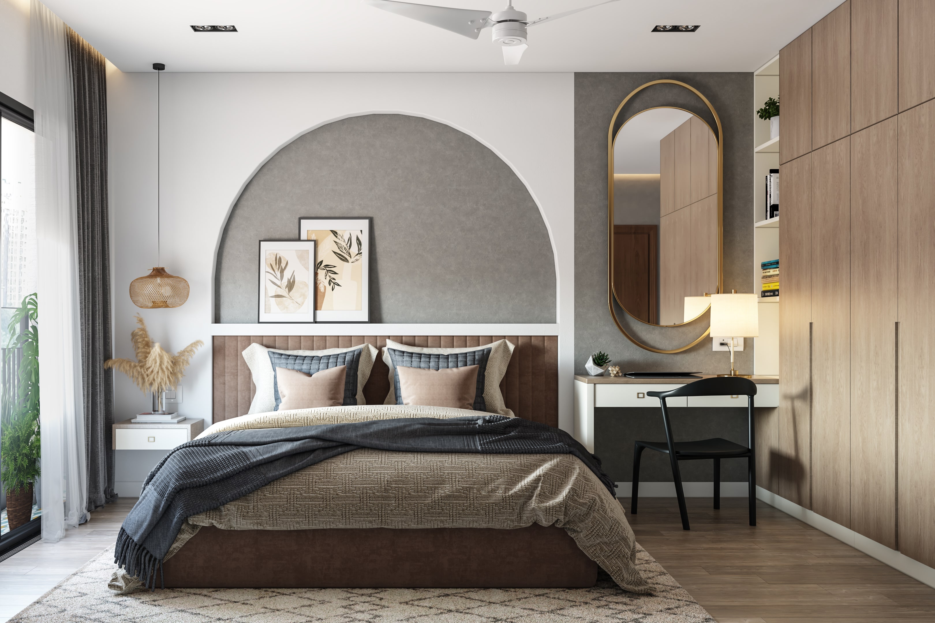 Grey And Brown Bedroom Design | Livspace