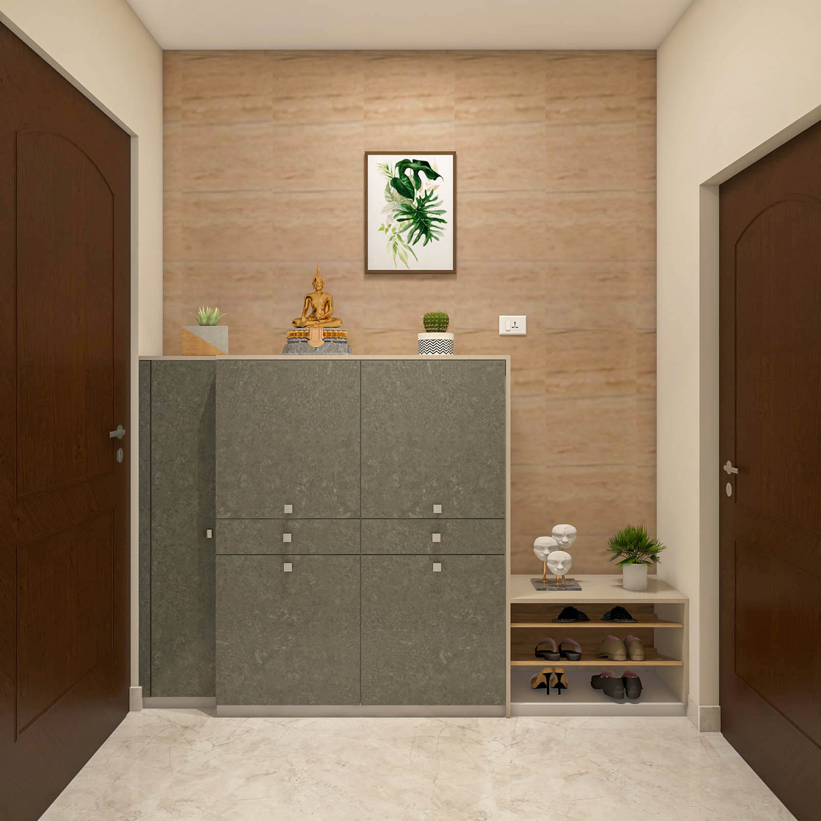 Contemporary Foyer Design With Full-Height Cabinets in Suede Laminate ...