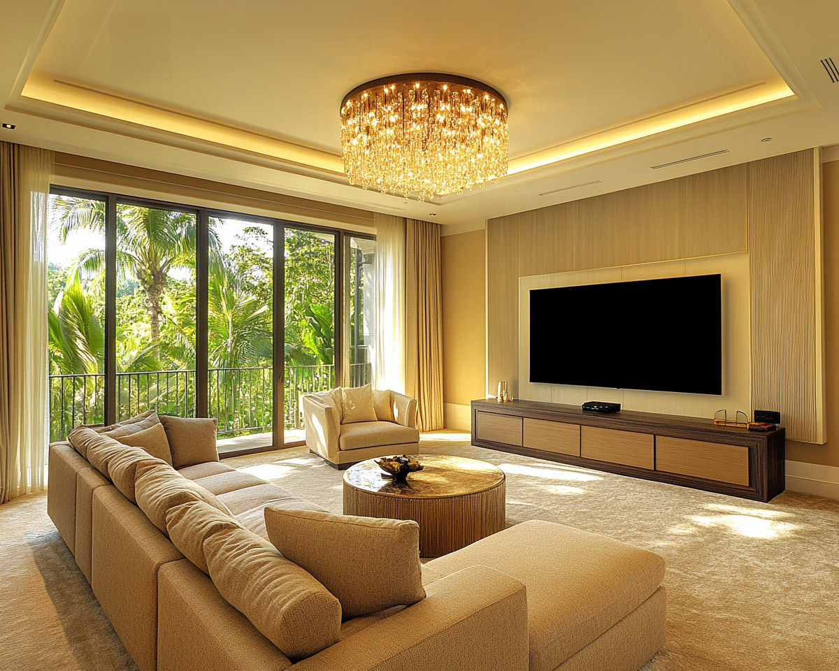 Rectangular Peripheral False Ceiling Design with Cove Lighting and ...