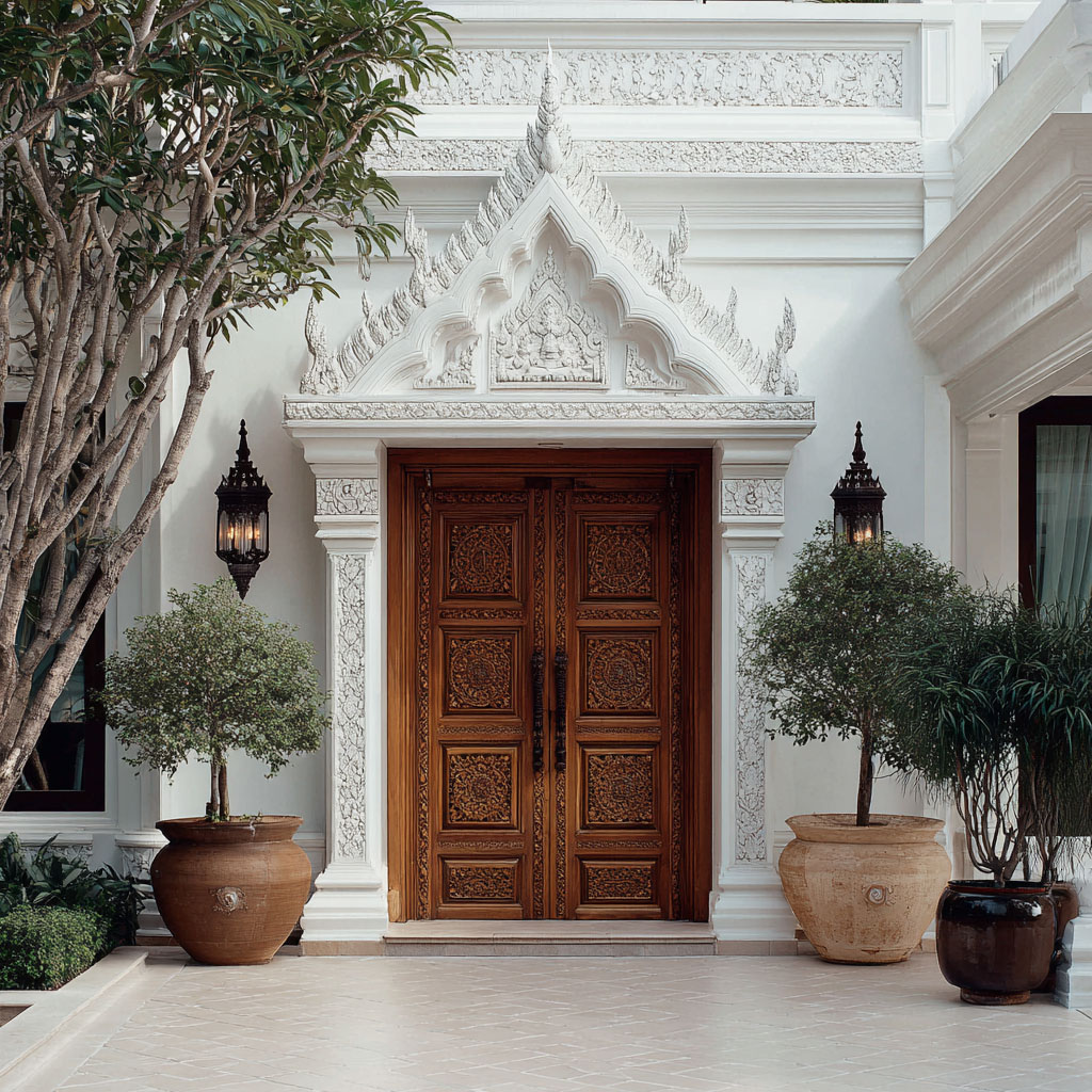 Matte Finish Ornate Indian Traditional Swing Double Entrance Door ...