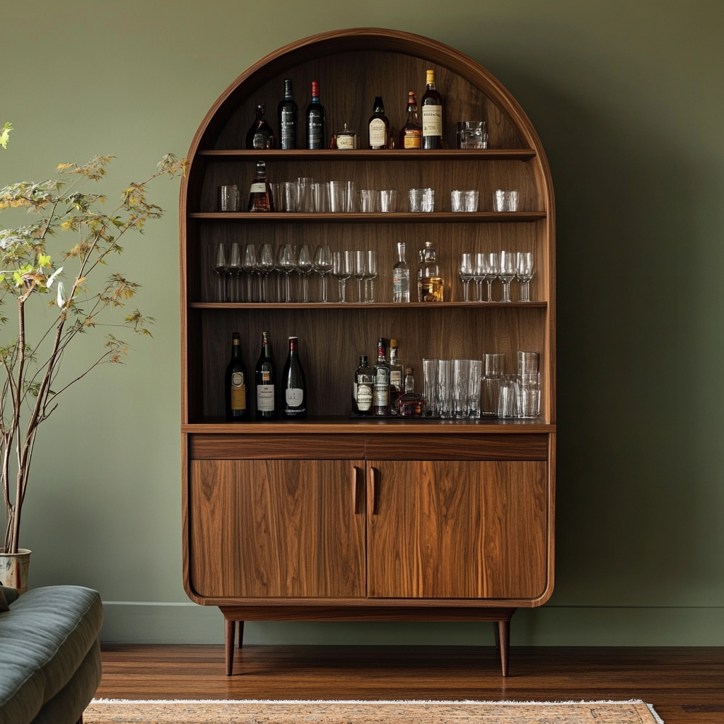 Home Bar Design with Suede Laminate Finish and Modern Storage Solutions ...