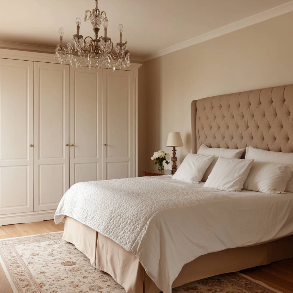 4-Door Beige Contemporary Swing Wardrobe Design with Textured Doors and ...