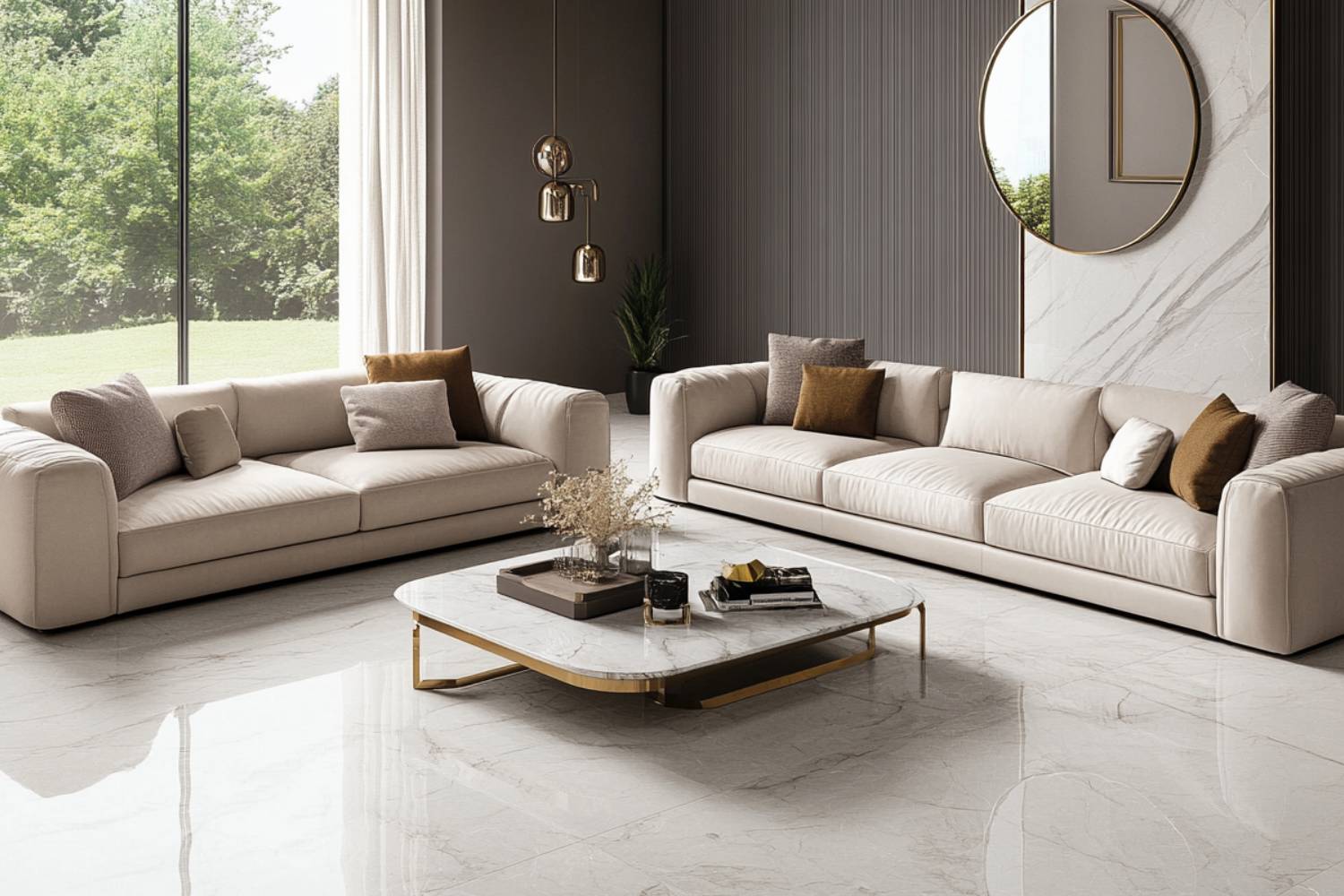 Customizable Modern Cream Flooring Design with Large-Format Rectangular ...