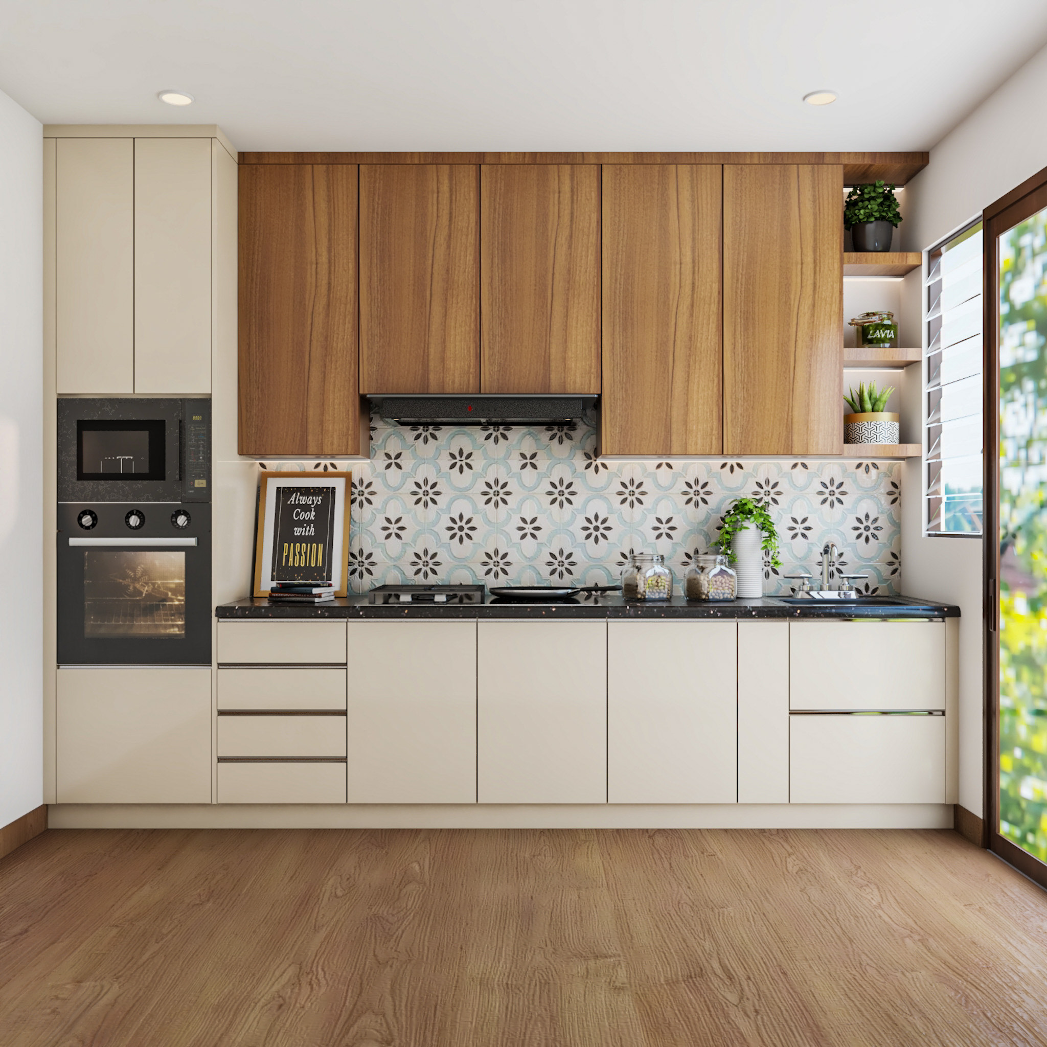 Ceramic Multicolored Matte Finish Kitchen Tile Design | Livspace