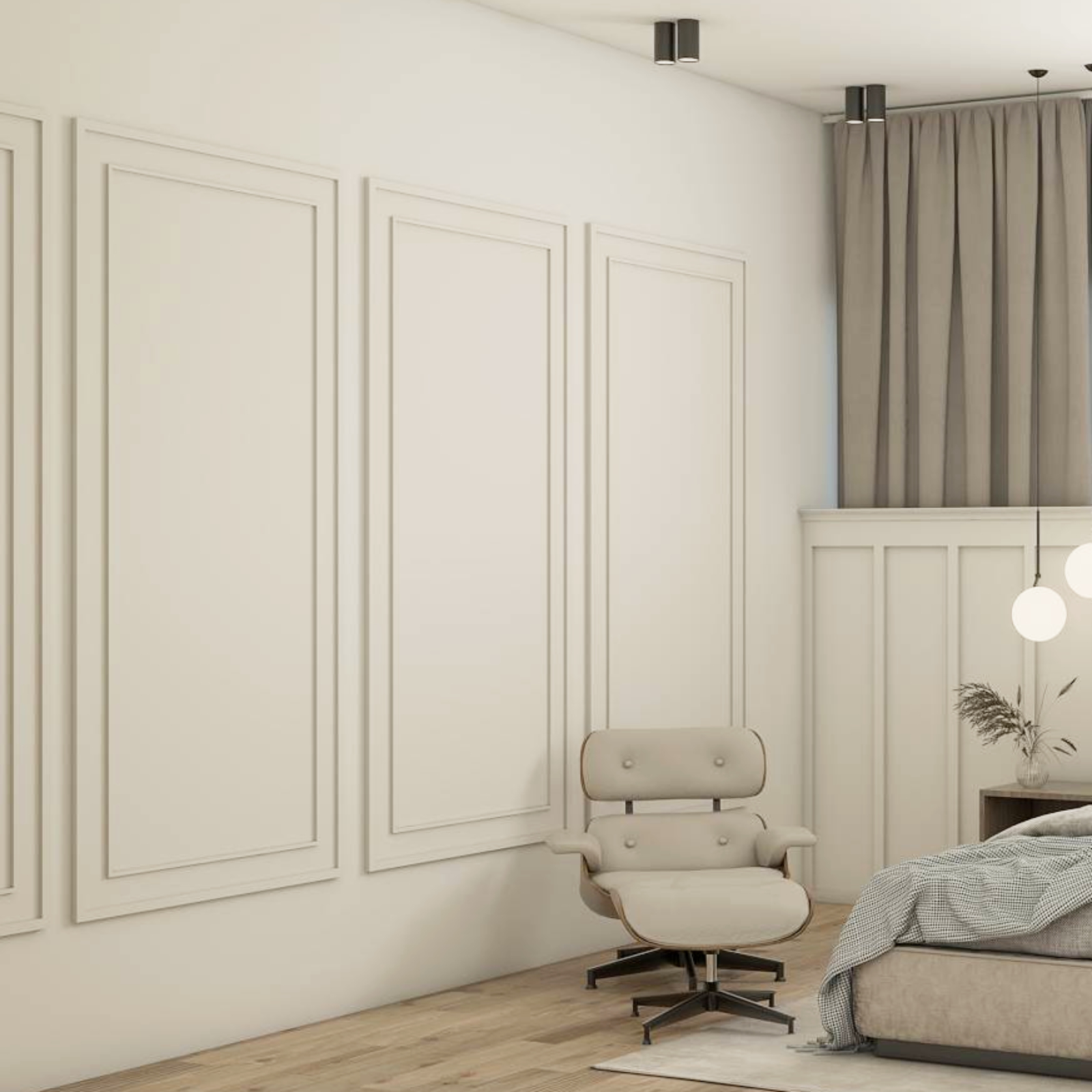 White Wall Design With Contemporary Wall Trims And White Wall Paint ...