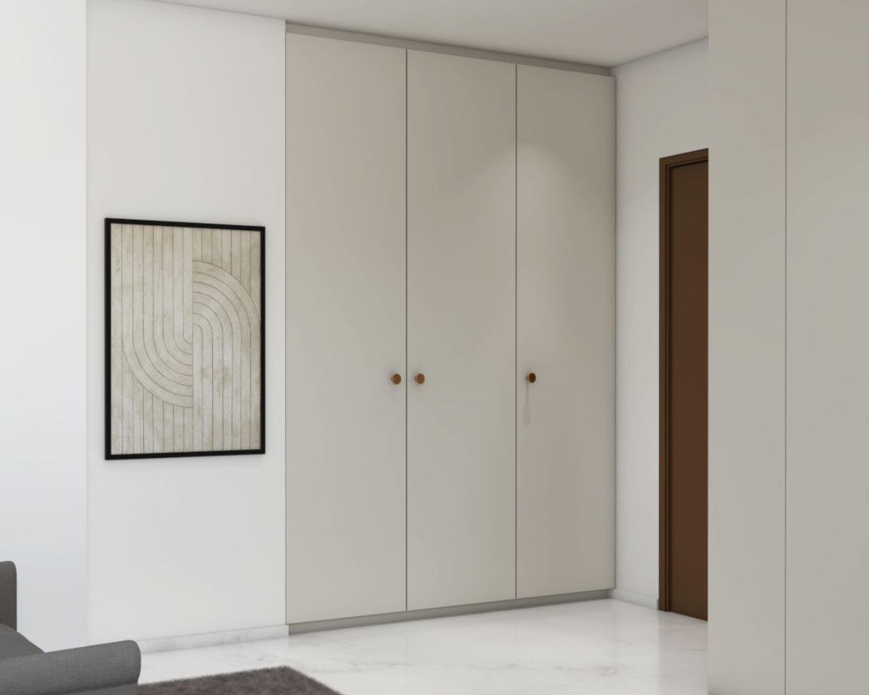 Floor-To-Ceiling Wardrobe Design With Knob Handles | Livspace