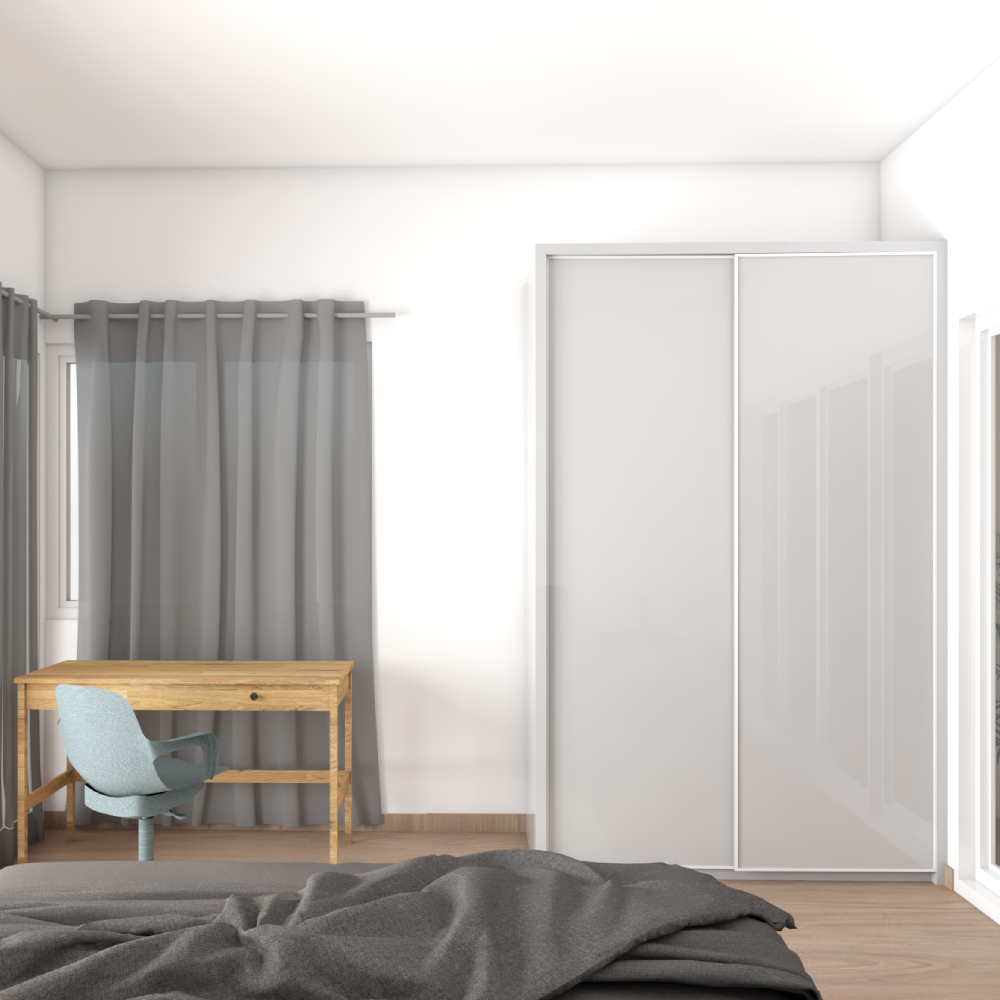 Light Grey 2-Door Wardrobe Design | Livspace