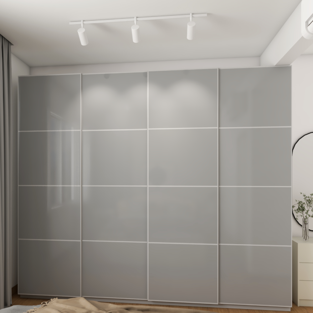 Light Grey 4-Door Wardrobe Design | Livspace