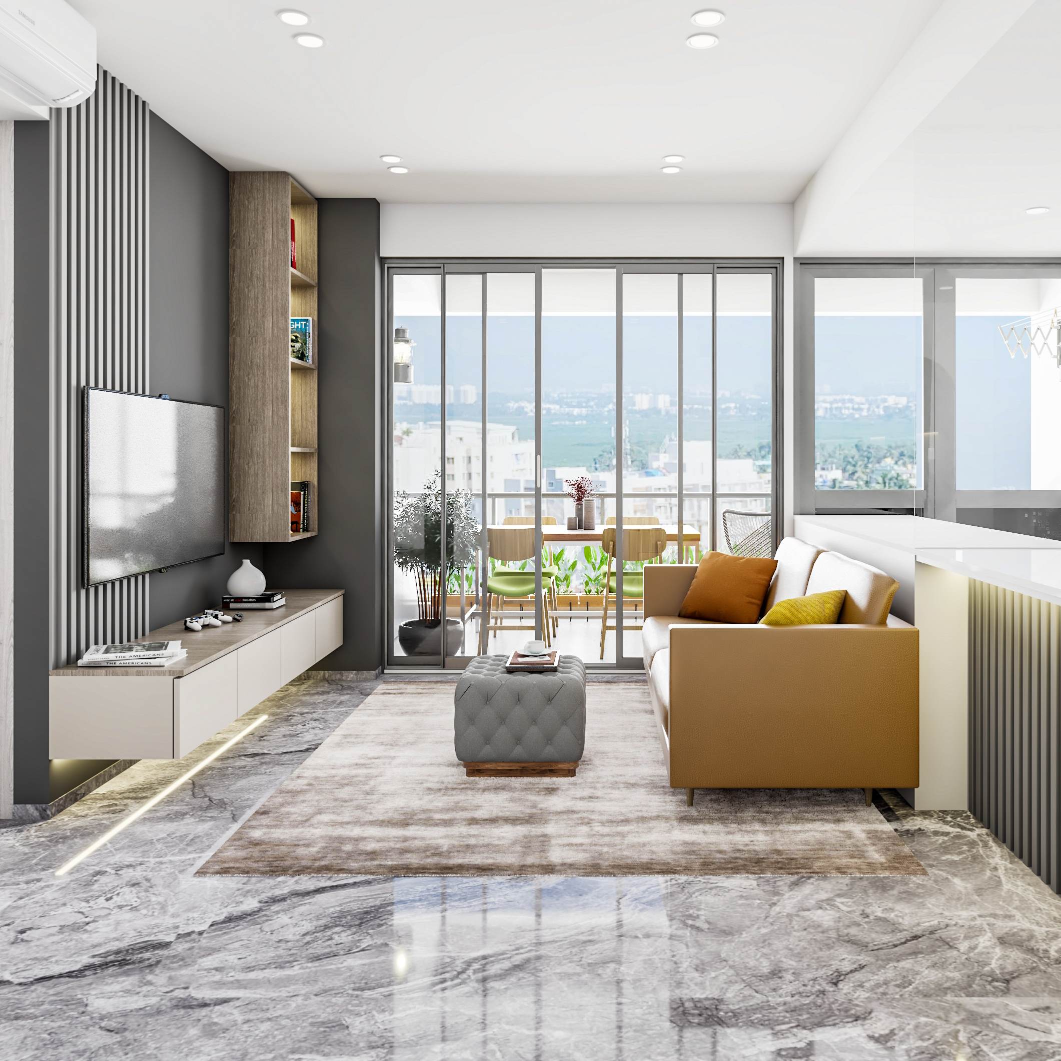 Rectangular Floor Tiles Design With A Glossy Finish | Livspace