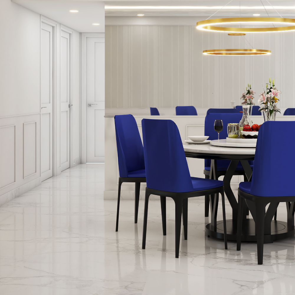 Scratch-Resistant White Square Floor Tiles Design | Livspace