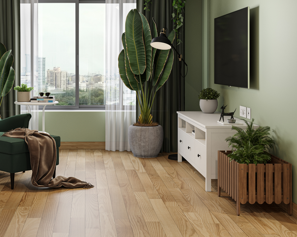 Anti-Skid Wood Flooring With A Matte Finish | Livspace
