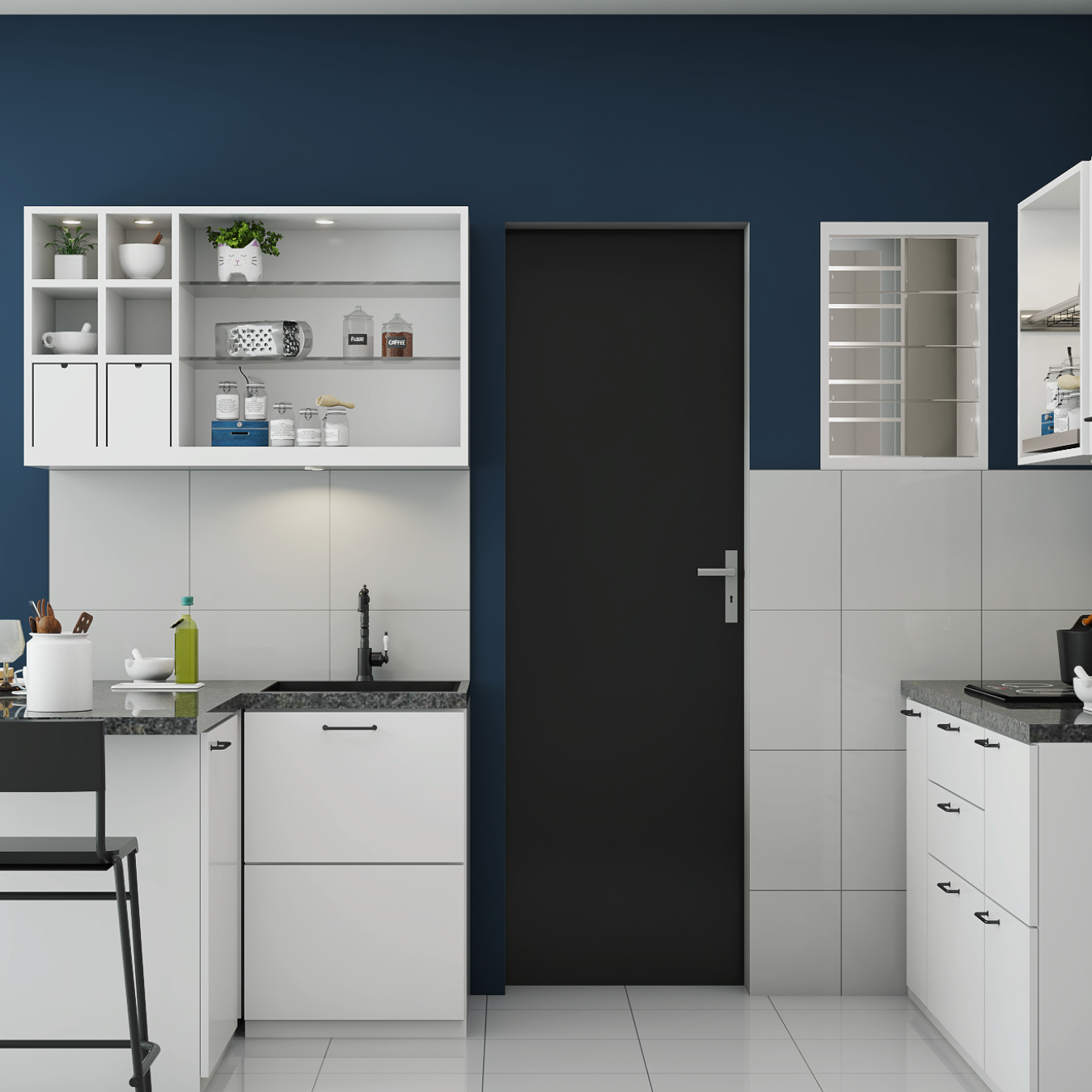 White Ceramic Tiles Design For Kitchen Backsplashes | Livspace