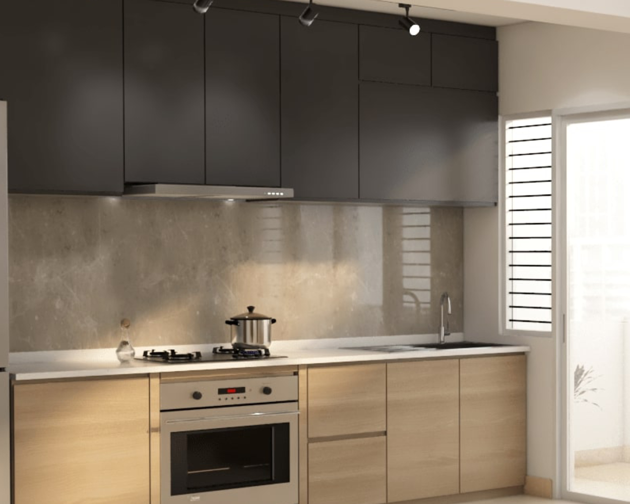 Square-Shaped Kitchen Tiles Design With A Glossy Finish | Livspace