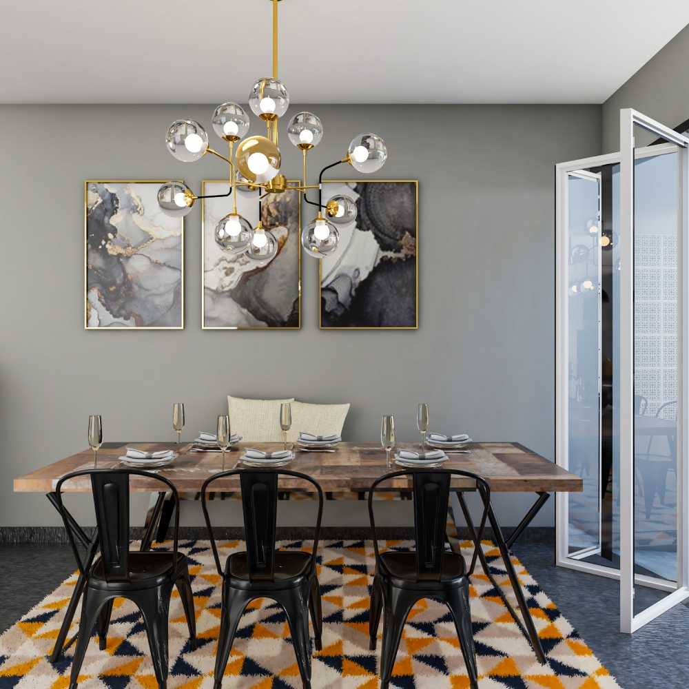 Light Grey Accent Wall Paint With Wall Frames | Livspace