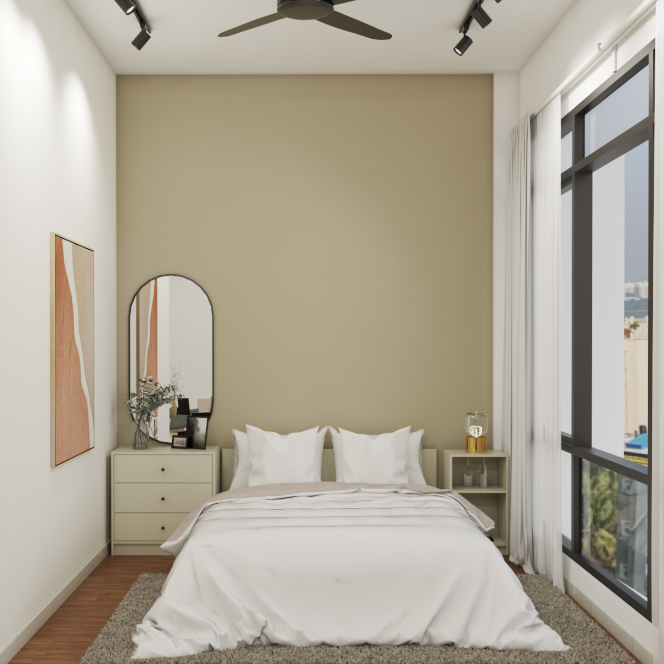 Dark Cream Accent Wall Paint Design | Livspace