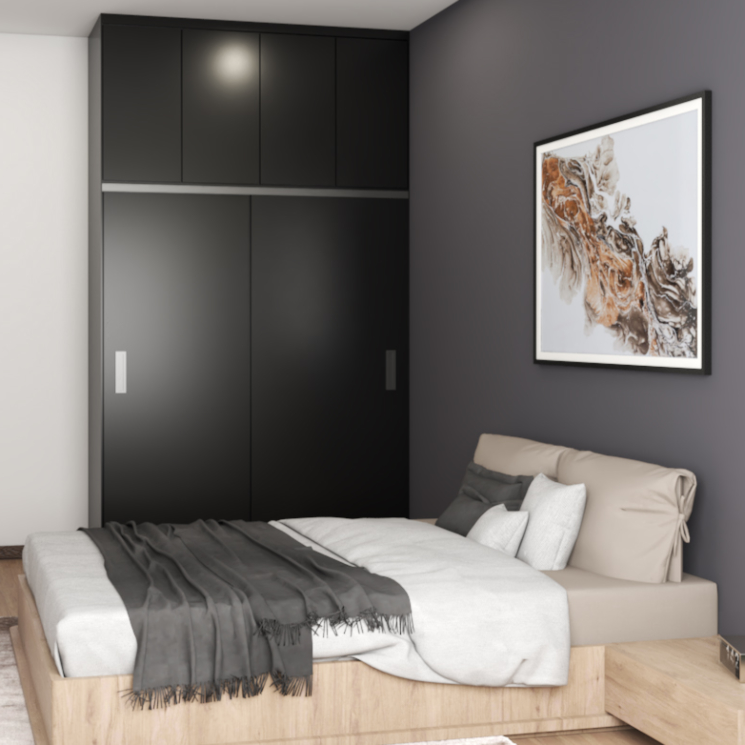 Contemporary Grey Bedroom Wardrobe Design | Livspace