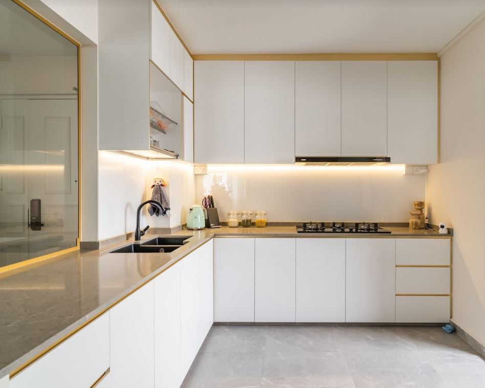 Spacious L-Shaped Kitchen Cabinet Design | Livspace