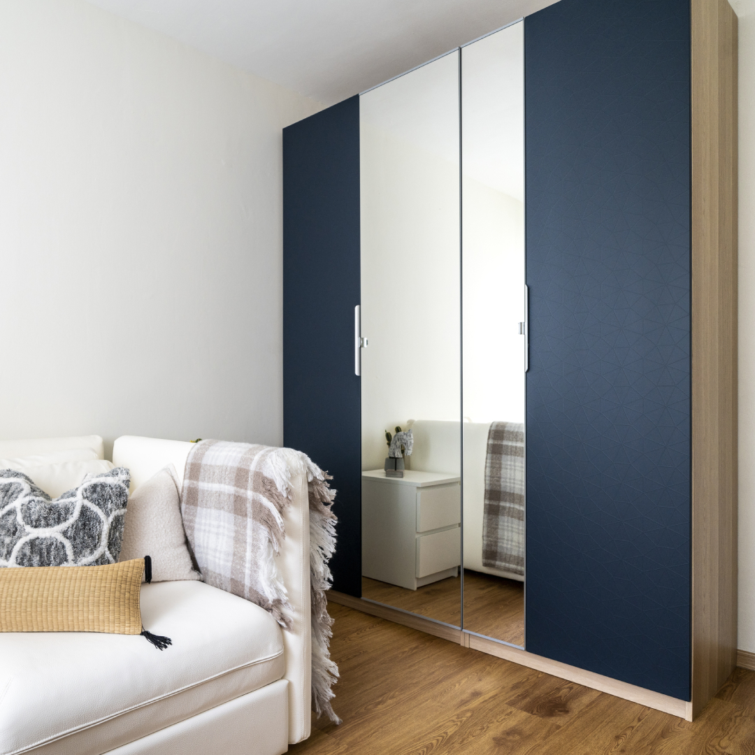 Compact Blue Wardrobe Design | Livspace