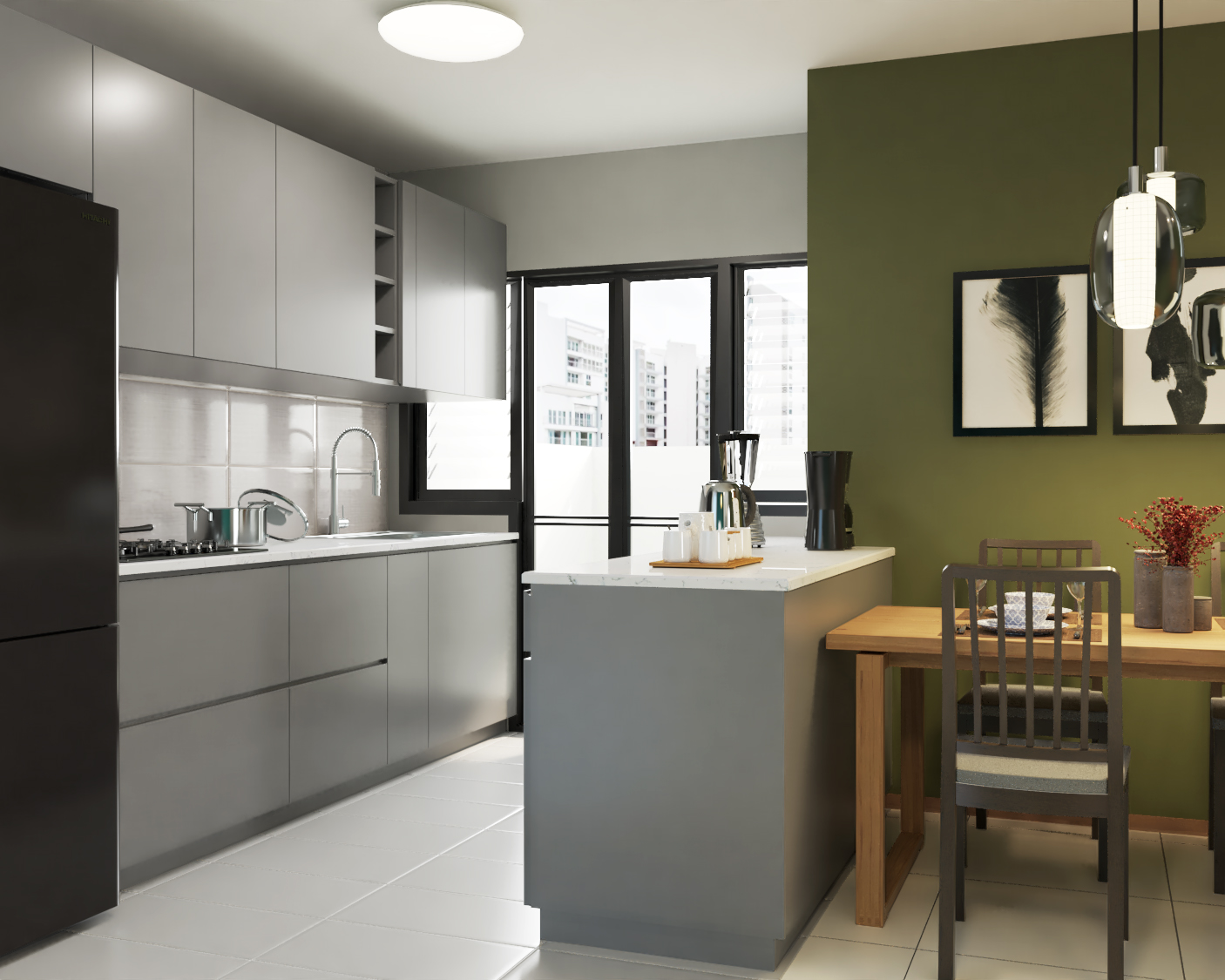 Spacious Grey Parallel Kitchen Design For Small Families | Livspace
