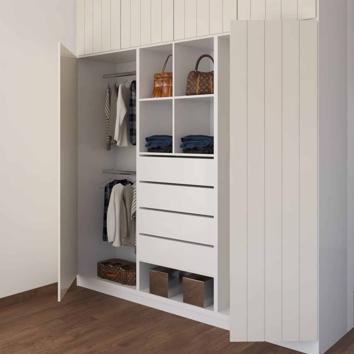 Compact Wardrobe Design With Fluted Panels | Livspace